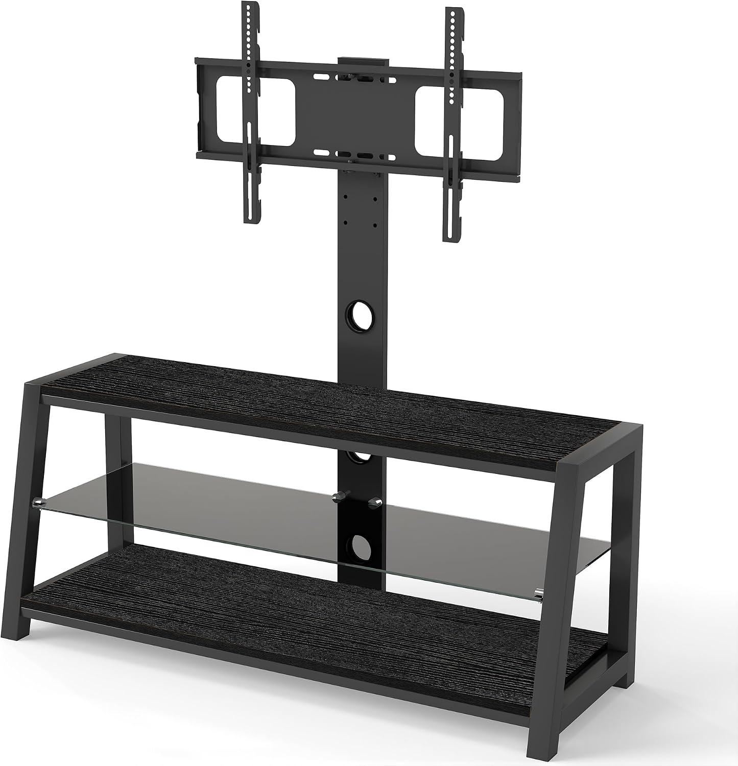 Amazon.com: AMNOOI Wooden Storage TV Stand with Tempered Glass Shelves ...