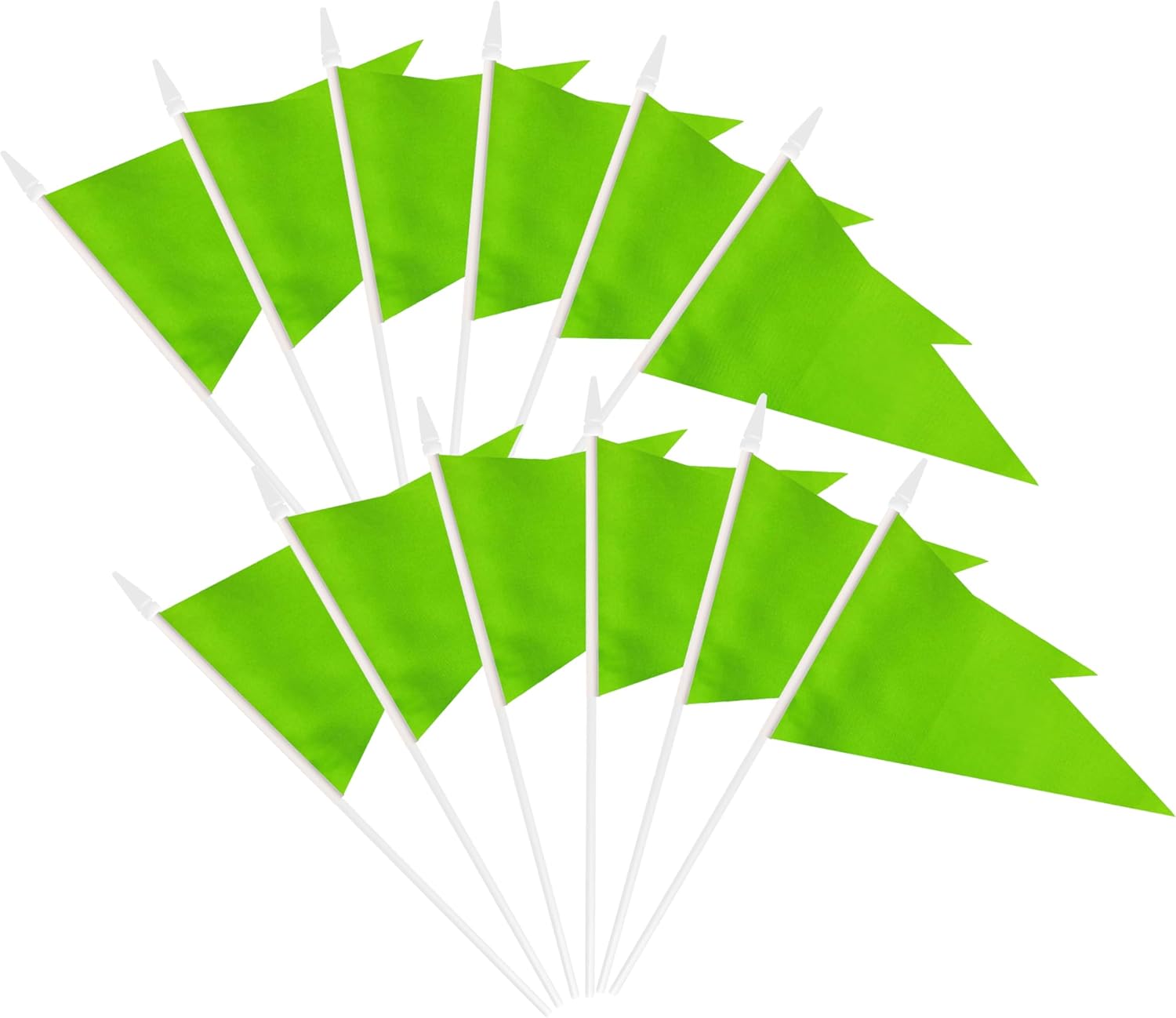 Amazon.com : 12 Pack Green Pennant Flags Small Mini Hand Held Solid ...