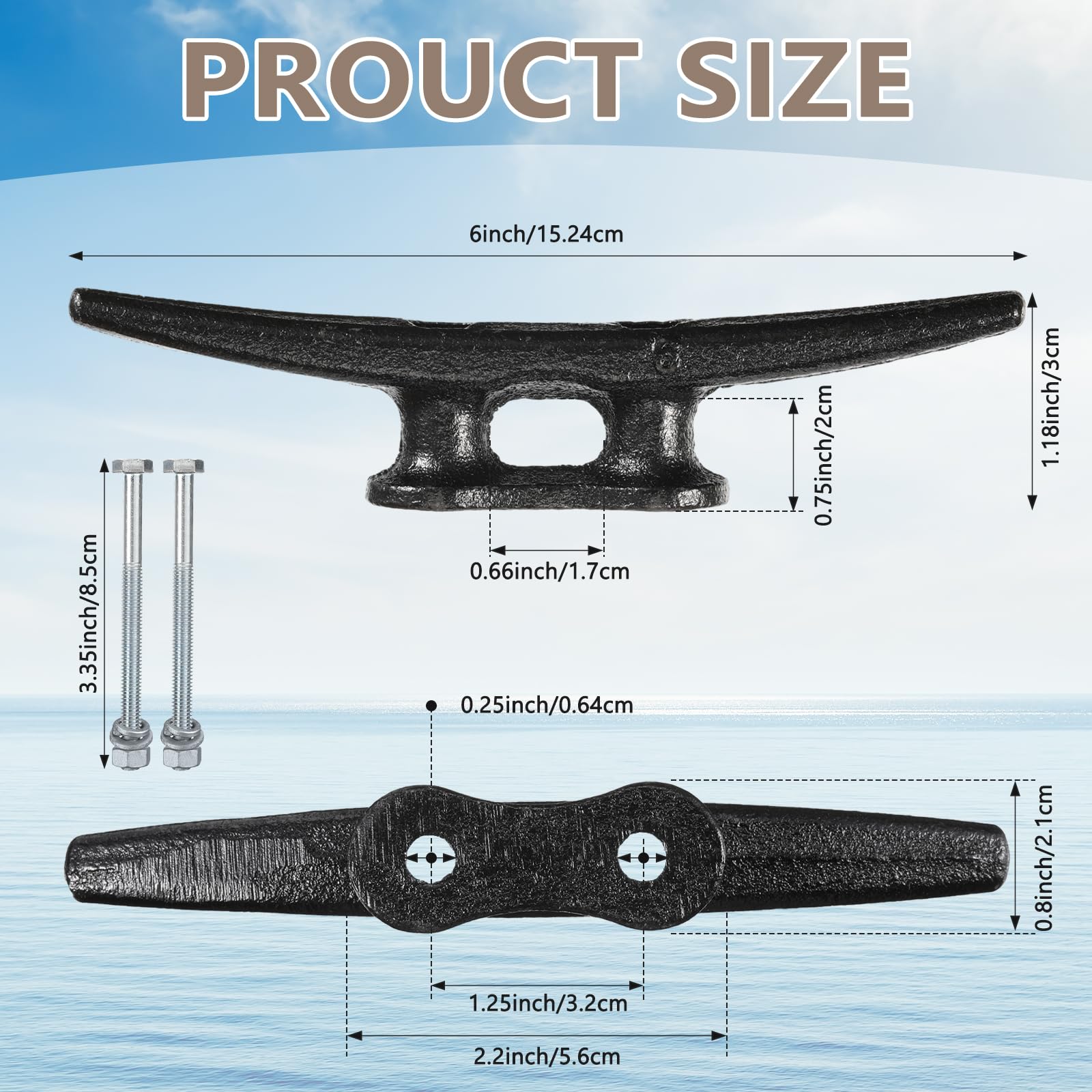 Snapklik.com : Datanly 12 Pcs Boat Cleat Open Base Dock Cleat Hot Dipped Galvanized Cast Iron ...