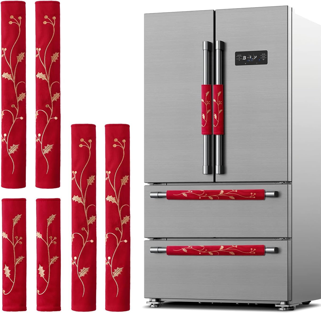 Amazon.com: Christmas Refrigerator Handle Covers: 6PC Red Luxury Velvet ...
