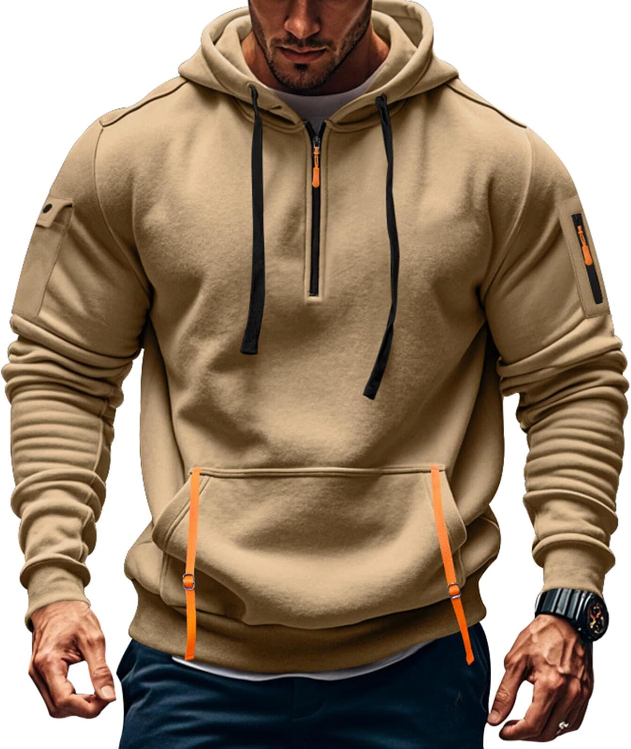 TRFIC Men's Fleece Workout Athletic Pullover Hoodie Long Sleeve Basic ...