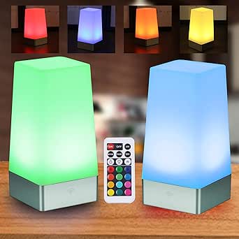 WRalwaysLX 2pack Square Remote Control Night Light Bedside lamp Color ...