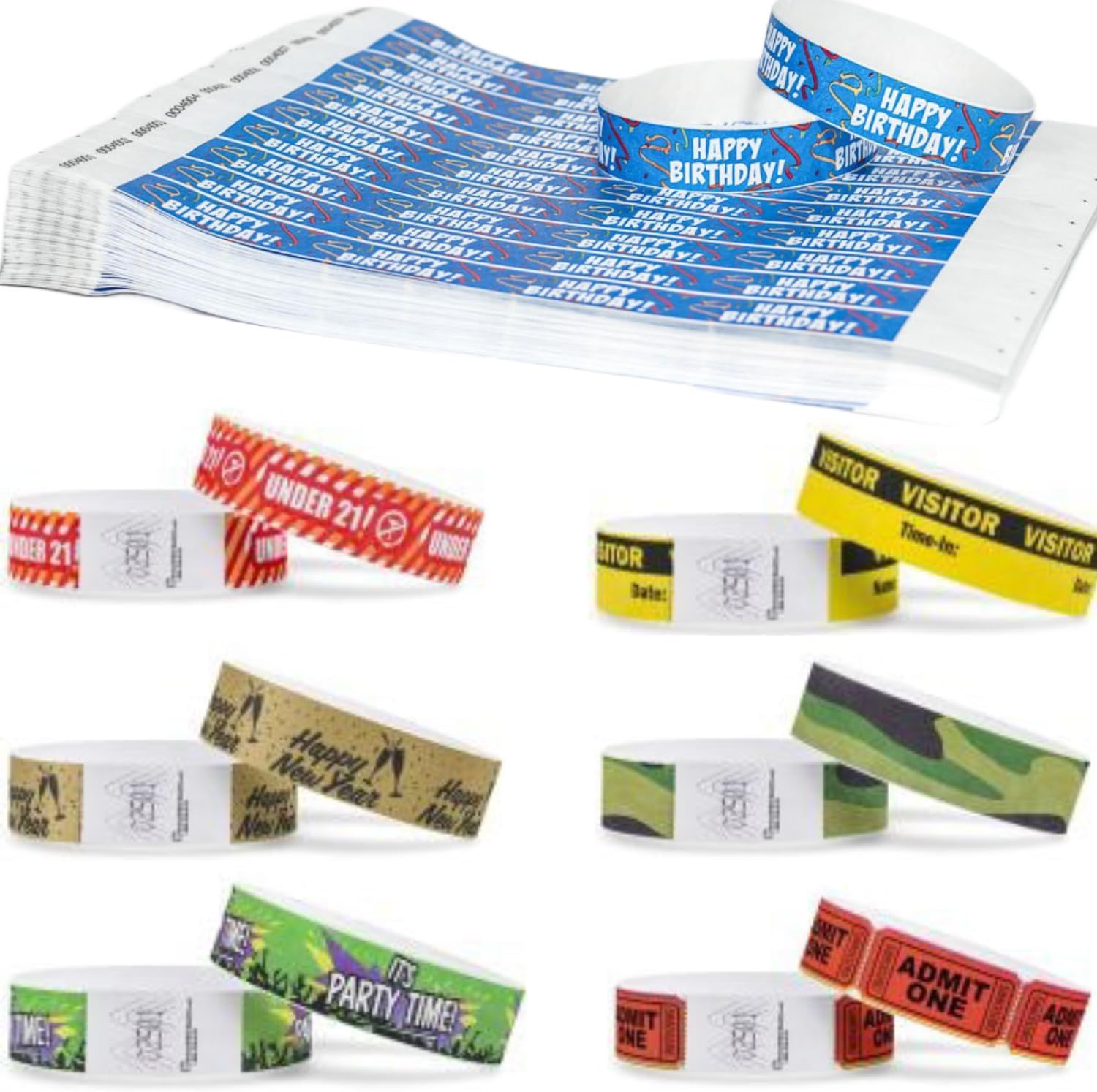 Amazon.com : 100 Pack Tyvek Wristbands for Ticket Event Concert ...