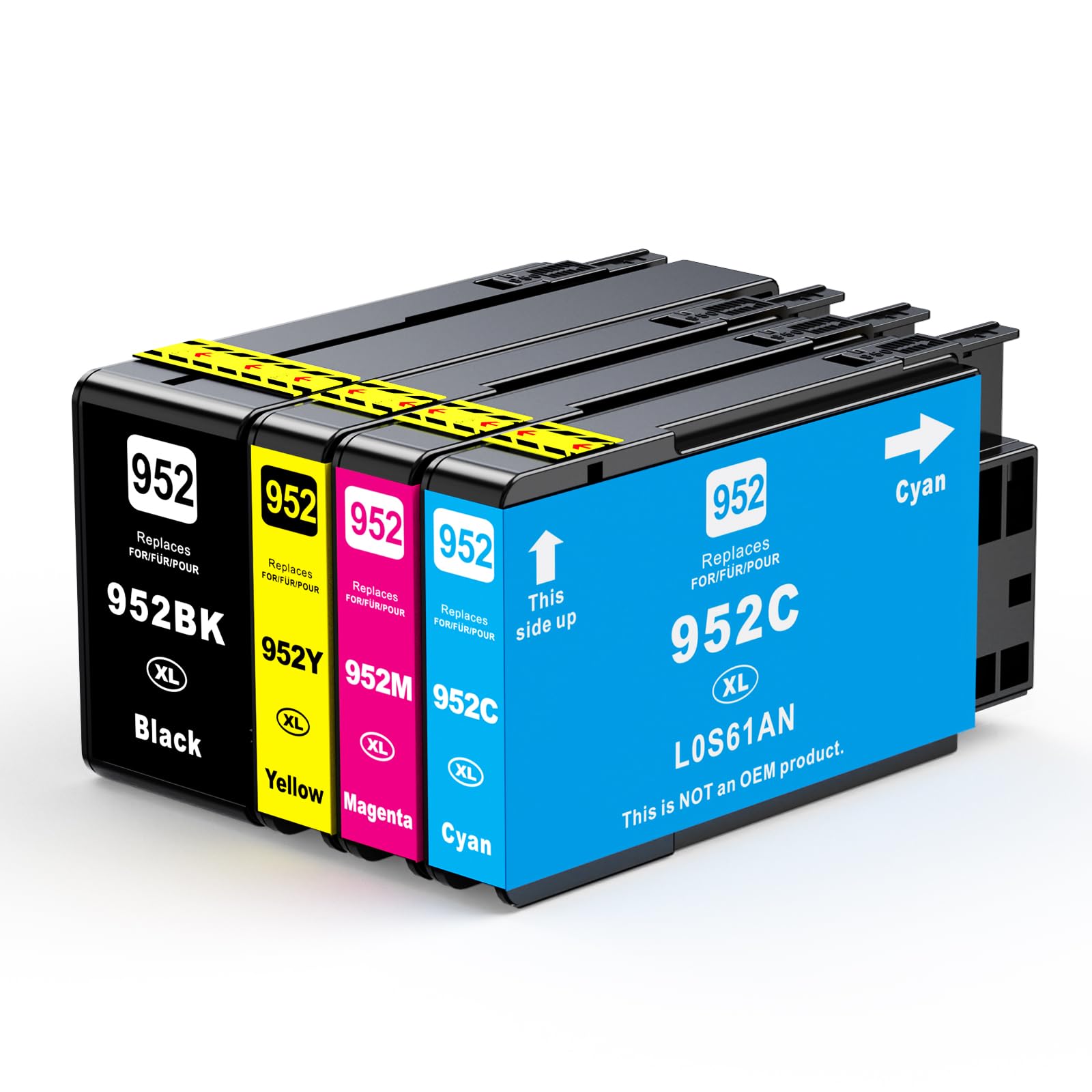 [ Latest Chip ] 952XL Ink Cartridges, (4 Packs Combo Pack, B/C/M/Y ...