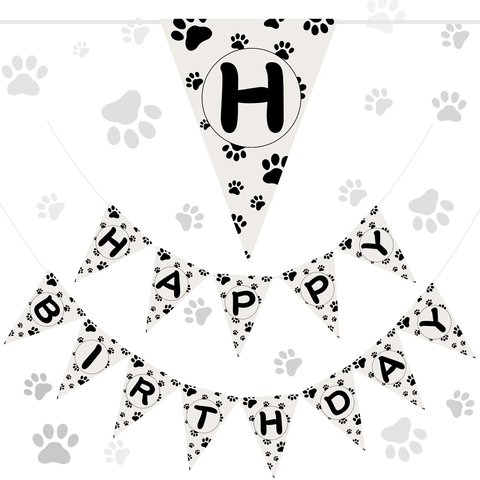Festiko Paw Print Dog Birthday Banner Dog Paw Prints Bunting ...