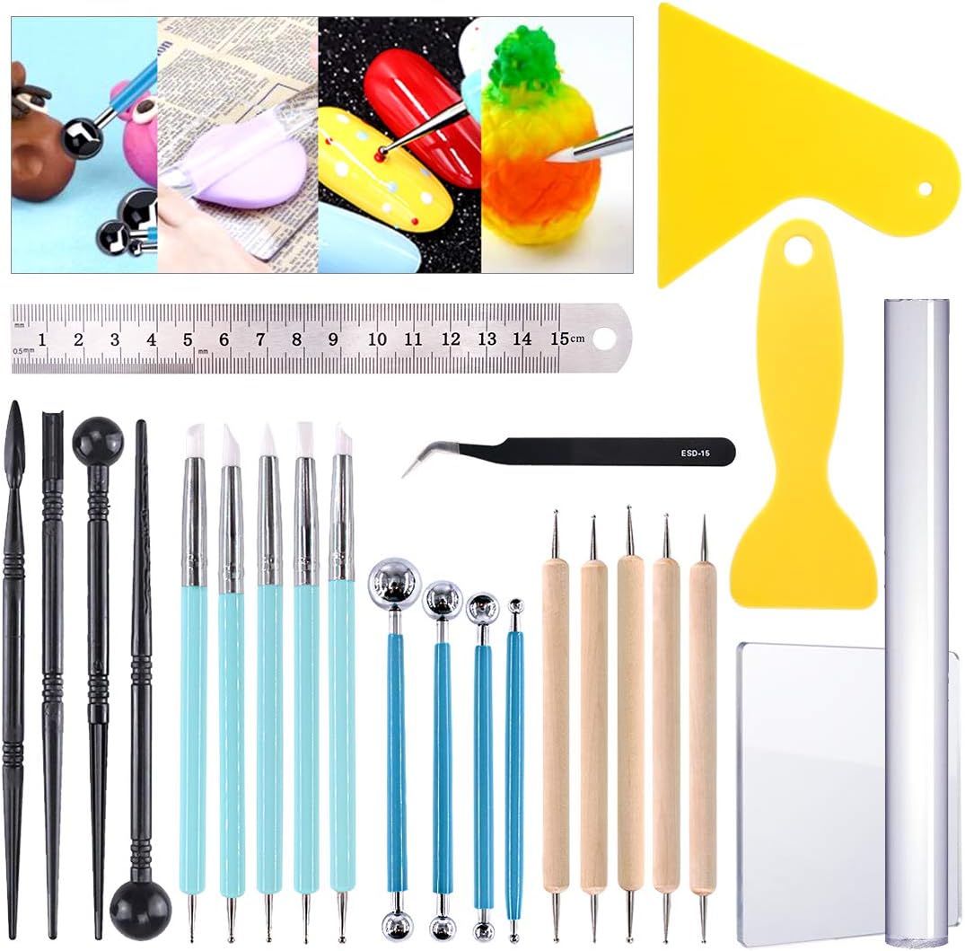 Amazon.com: Glarks 24Pcs Carving Modeling Clay Sculpting Tool Set ...
