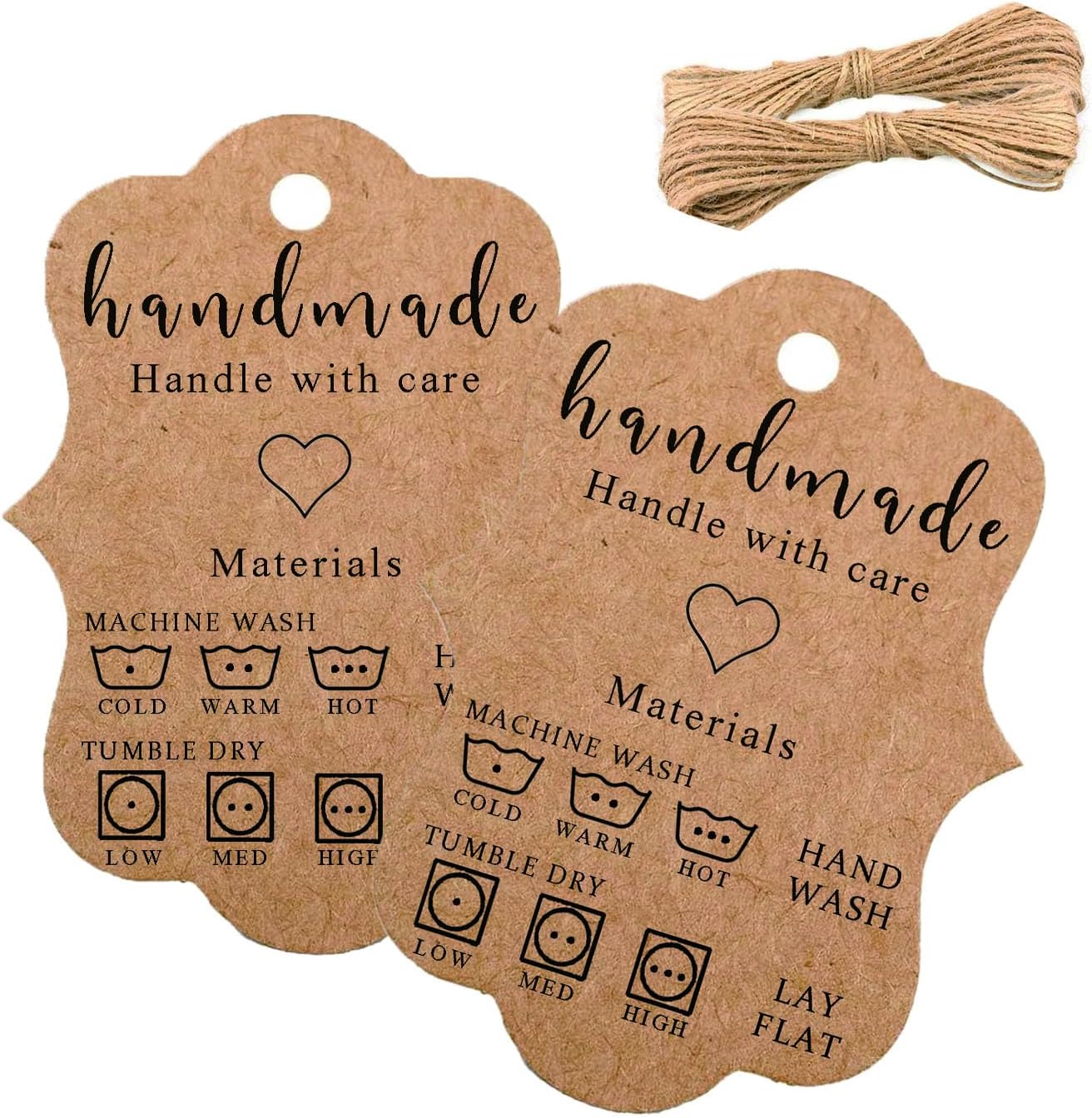 Amazon.com: 30 Pack Handmade Care Tags 2.53.25 inch Material ...