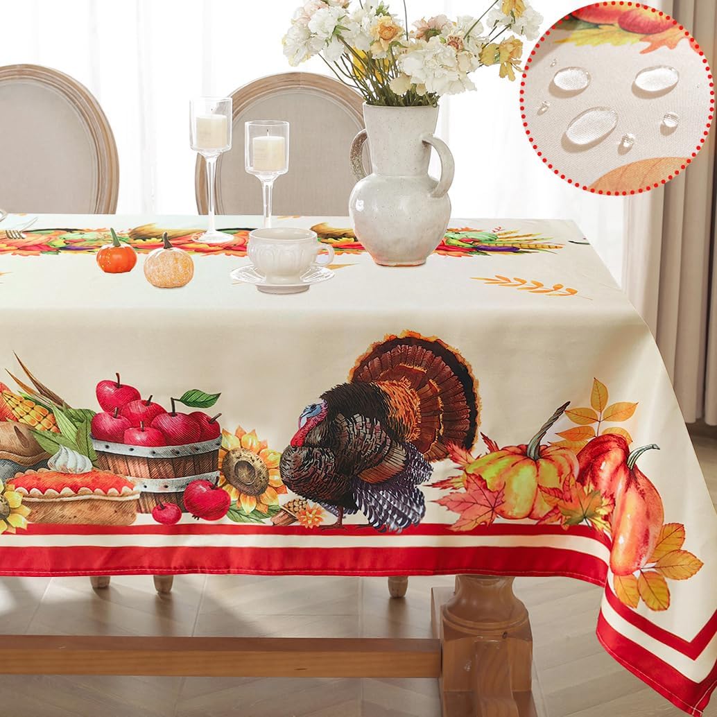 Amazon.com: SASTYBALE Thanksgiving Tablecloth Rectangle, Spill Proof ...