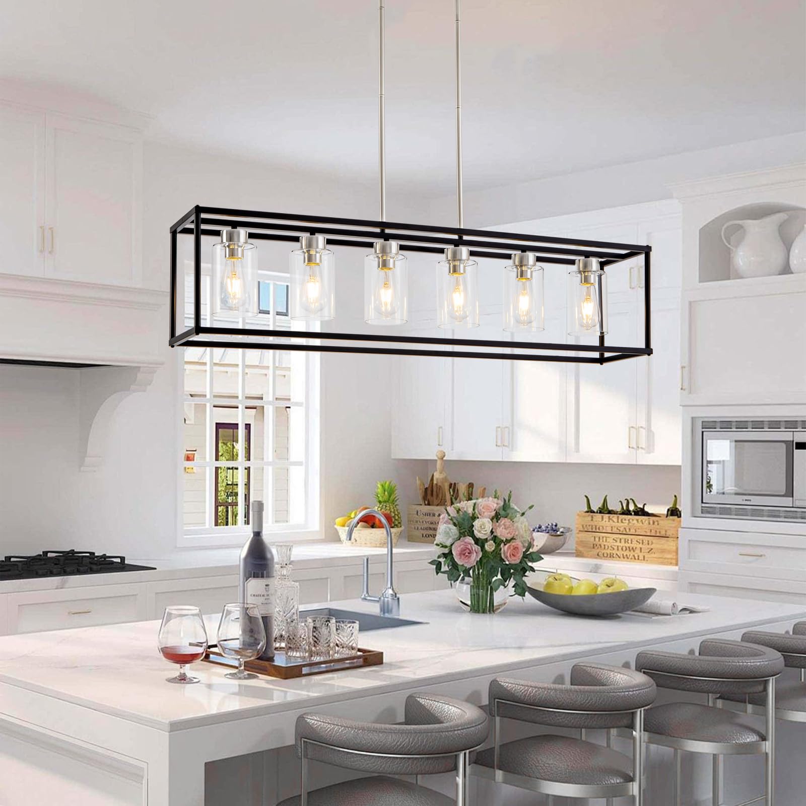 Chrome Light Fixtures Over Dining Table For A Kitchen HOSSEE Rectangle