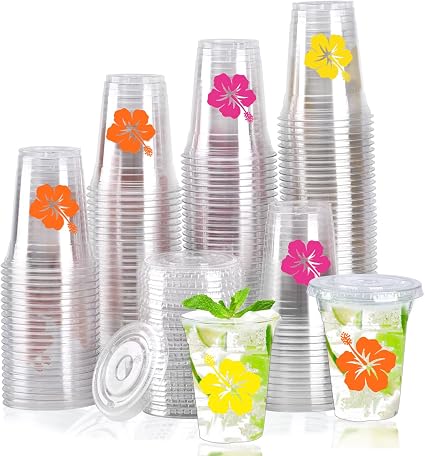 Amazon.com: Datyiiha 150 Pack Hawaii Laua Cups 12 oz Clear Plastic ...
