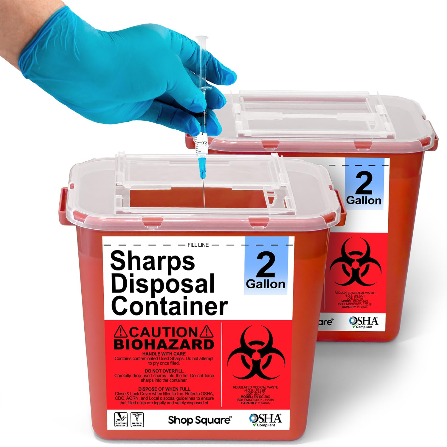 Sharps Containers for Home Use 2 Gallon (2-Pack) Needle Disposal ...