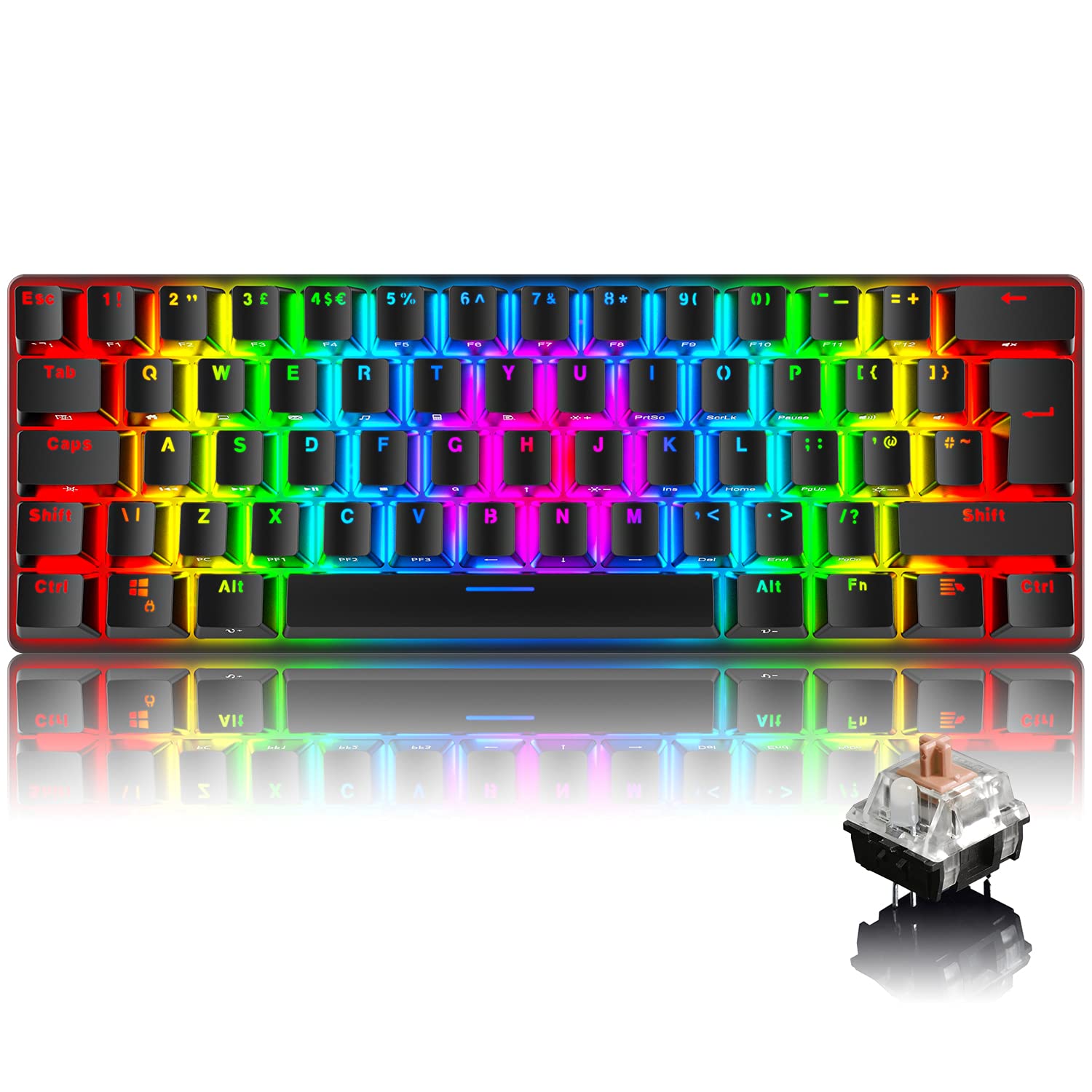 Buy UK Layout Wired 60% Mechanical Gaming Keyboard, Mini 61 Key Layout ...