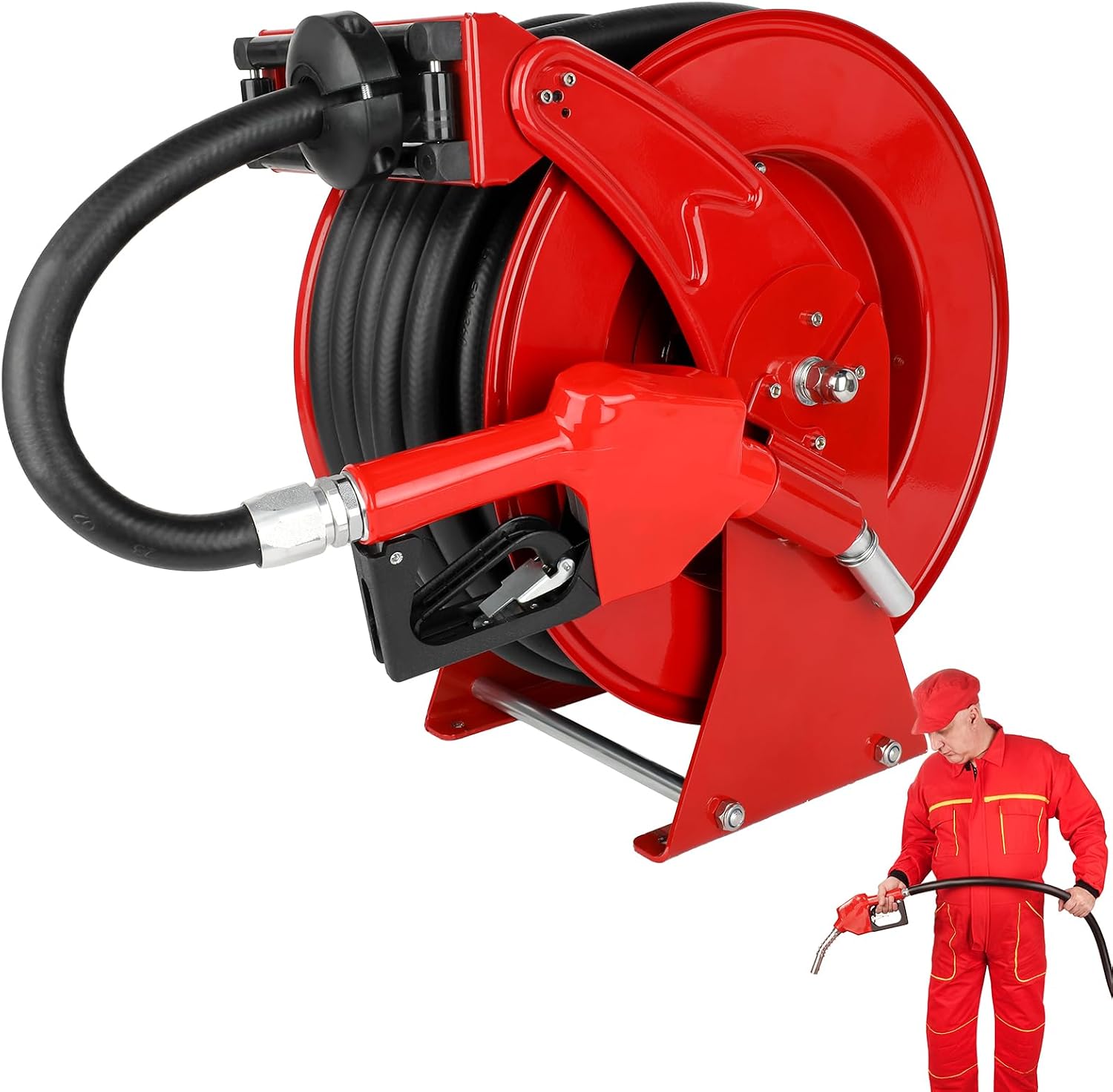 Fuel Diesel Hose Reel Retractable 3/4" x 66' with Fueling Nozzle,Auto ...