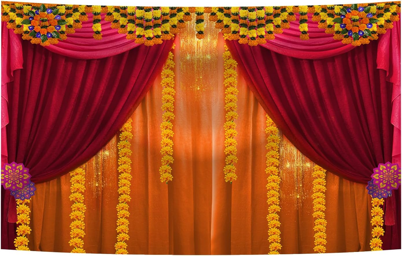 Amazon.com : 7X5FT India Traditional Photography Backdrop Orange ...
