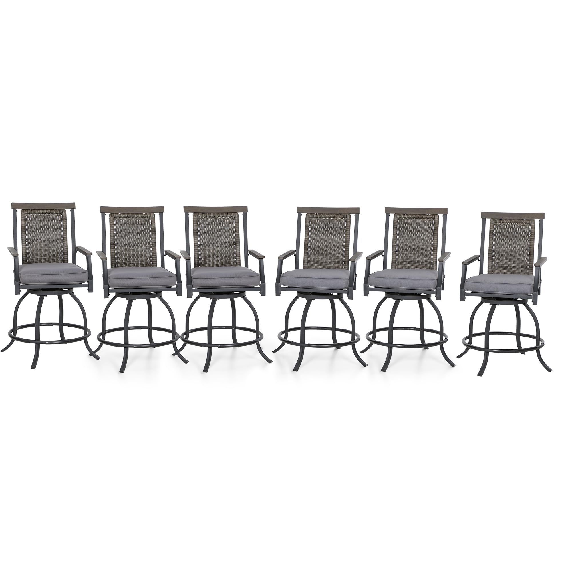 Amazon.com: PHI VILLA Outdoor Swivel Counter Height Stool Set of 6 ...