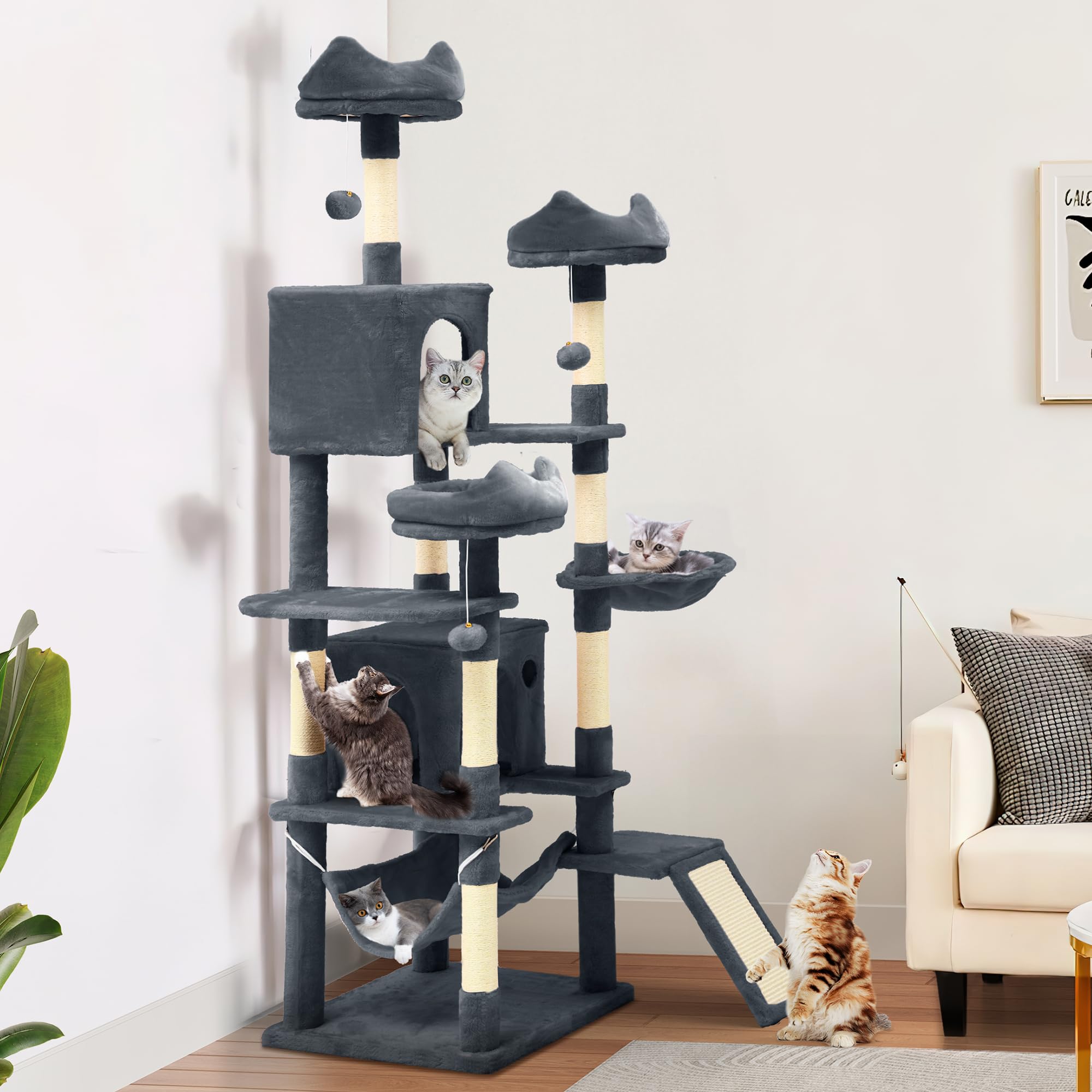 Snapklik.com : YITAHOME Tall Cat Tree Tower For Indoor Cats, 75in Multi ...