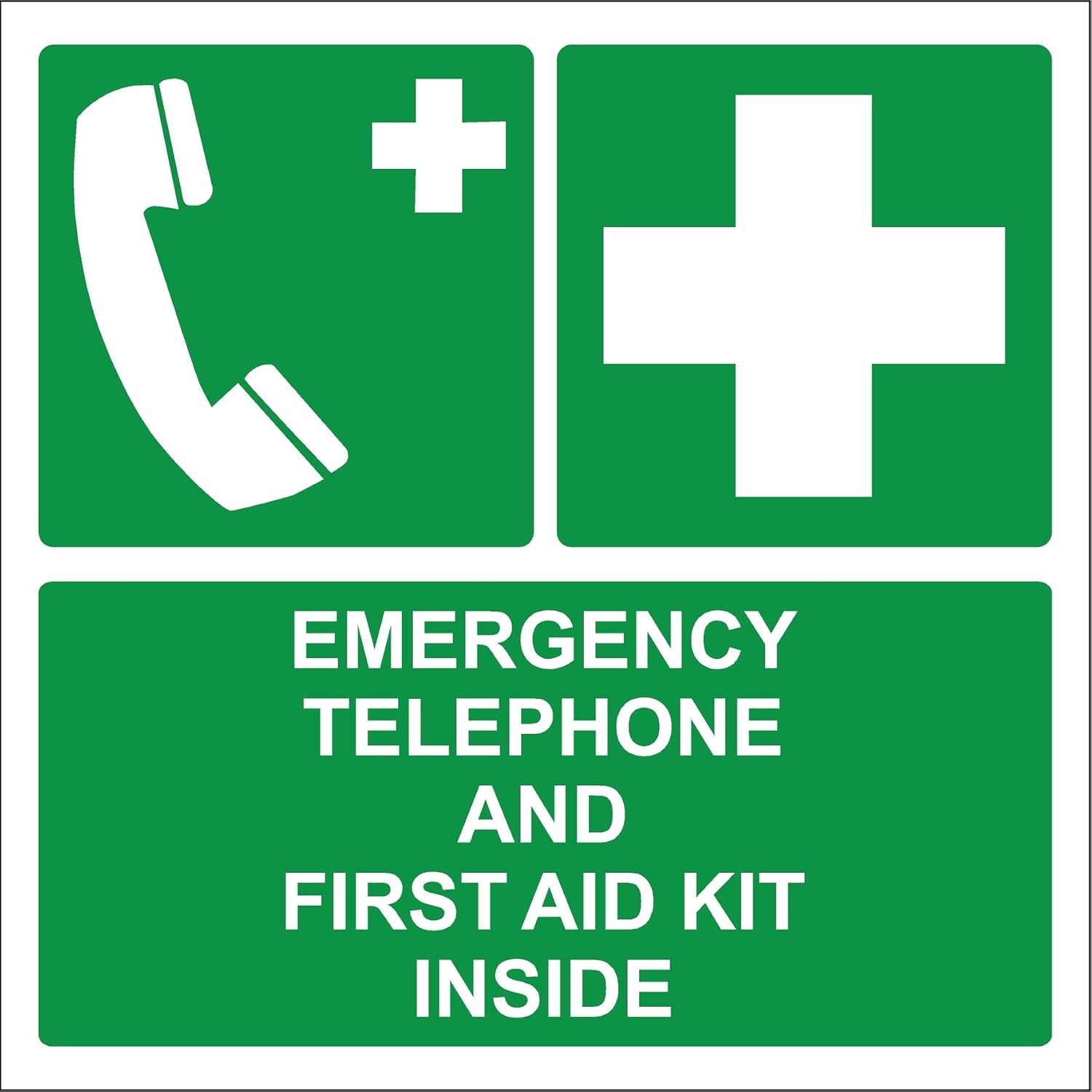 Notfall Telefon und Erste Hilfe Kit Innen C/W Symbole Schild – Sticker ...