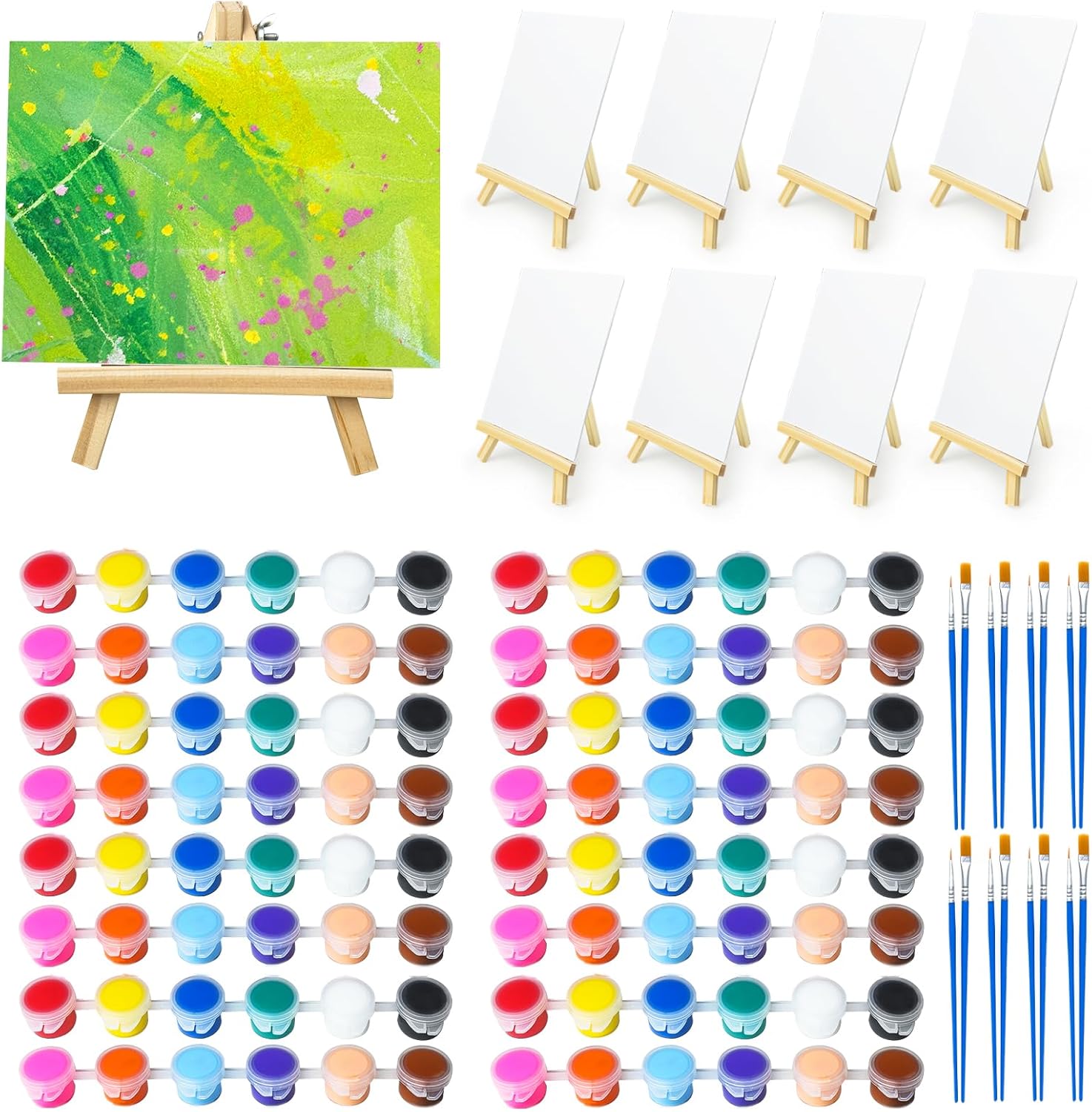 Amazon.com: 8 Set Mini Acrylic Paint Set, Mini Canvas Painting Kit ...