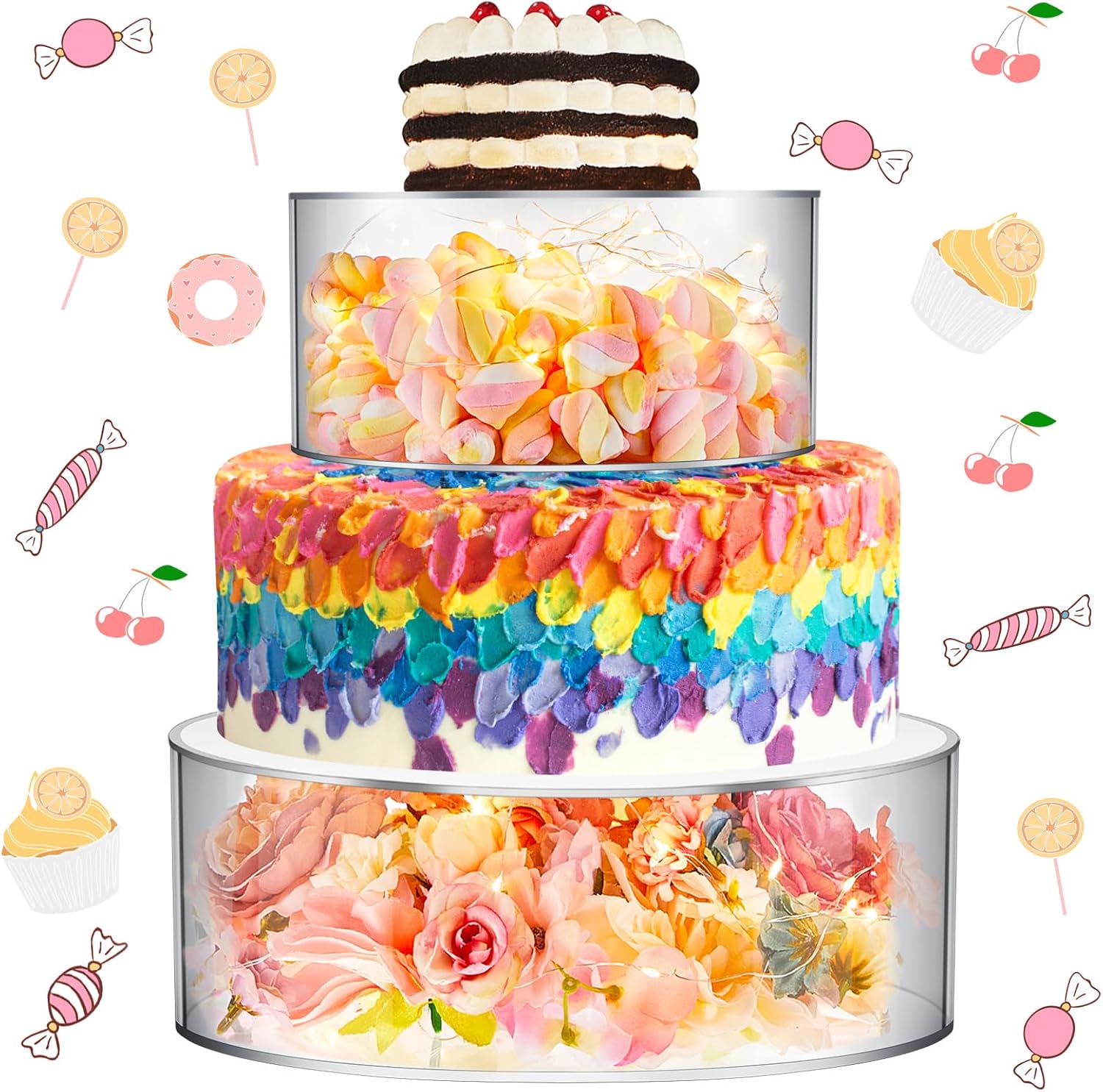 Amazon.com: Sunnyray 2 Pcs Acrylic Cake Stands for Dessert Table Clear ...