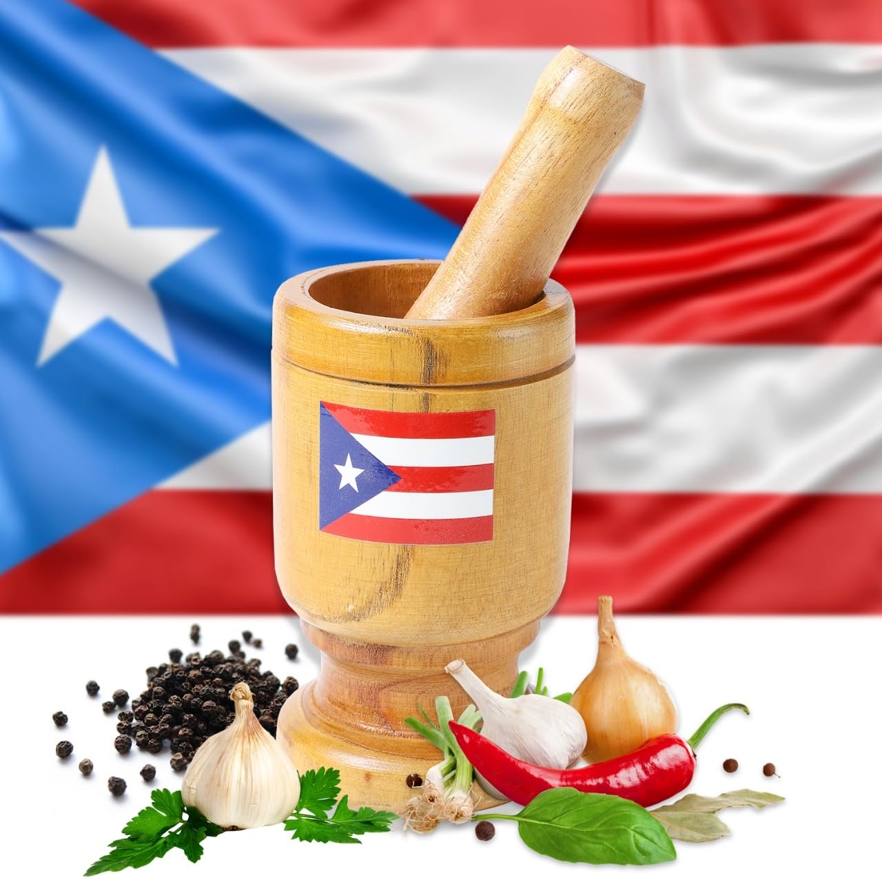 Amazon.com: Authentic Small Puerto Rico Pilon Mortar & Pestle – Wooden ...