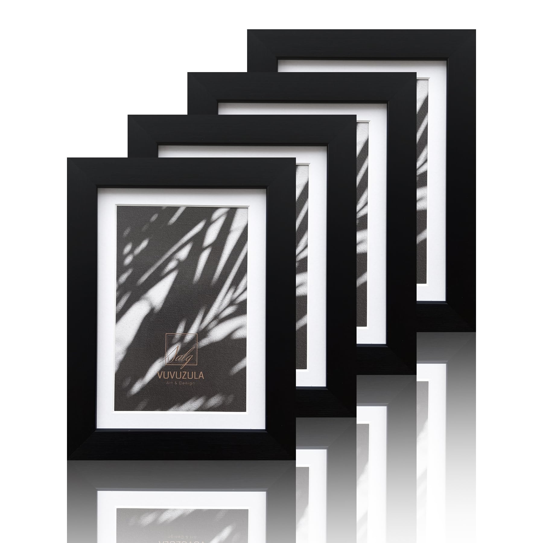 VUVUZULA 7×5 Real Glass Black Picture Frames Photo Frame 5×7 Inch Frame ...