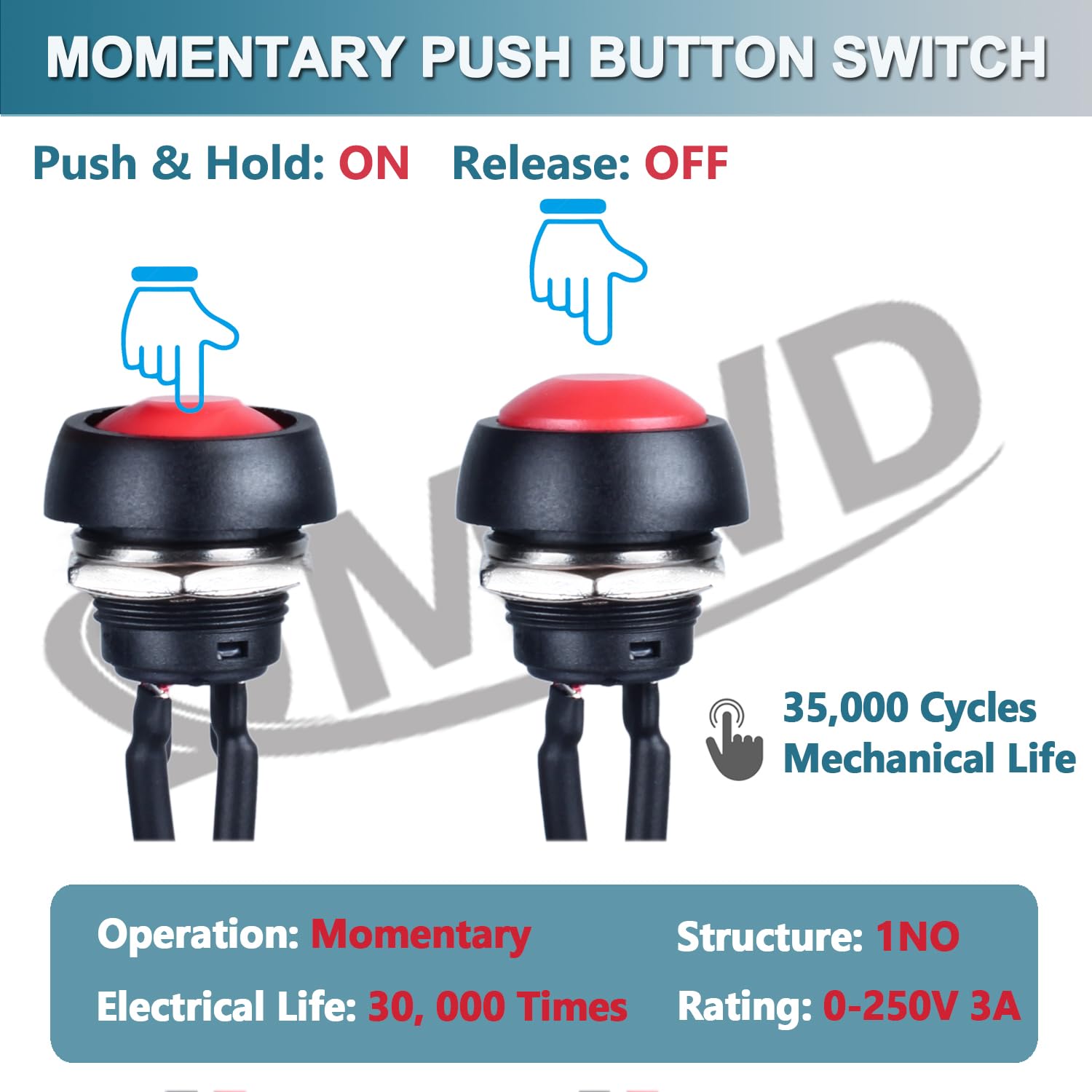 Snapklik.com : DMWD 2-Pack 12mm Momentary Push Button Switch Mini Round Switch