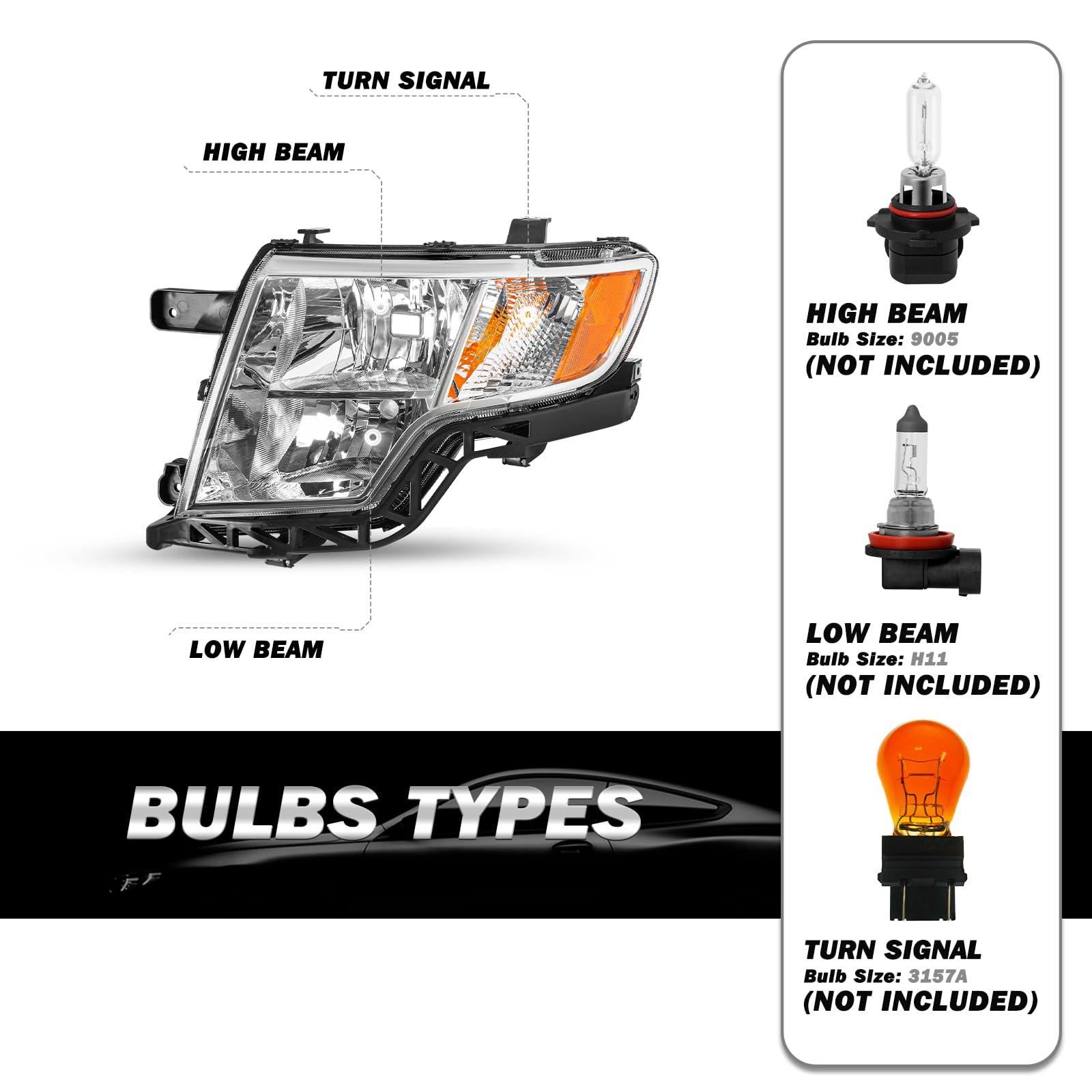 Snapklik.com : SOCKIR - For 2007 2008 2009 2010 Ford Edge Halogen Type ...