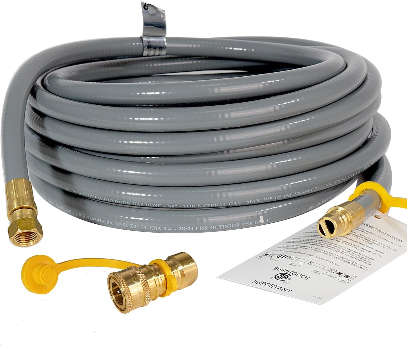 Amazon.com : 10 Feet 3/8" ID Natural Gas Hose with Quick Connect ...