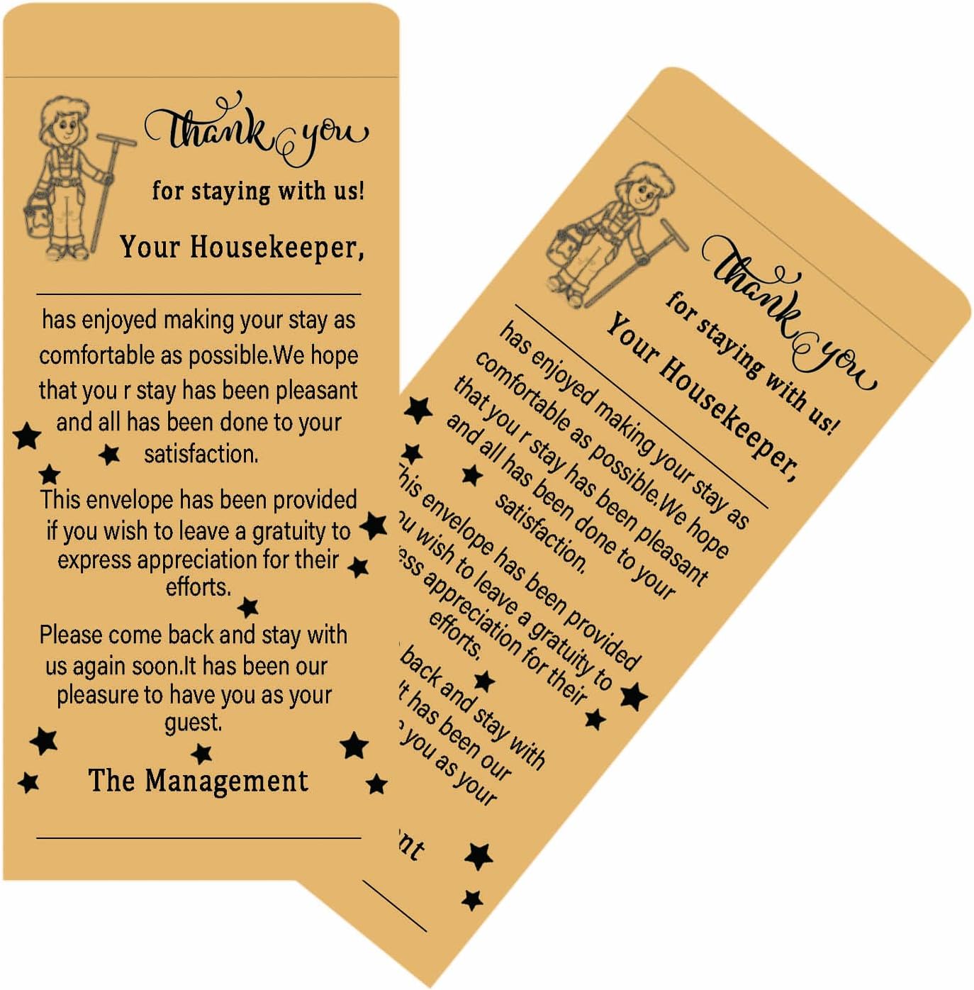 Amazon.com : 100 Pcs Housekeeping Tip 3.15×6.6 inch Housekeeping Thank ...