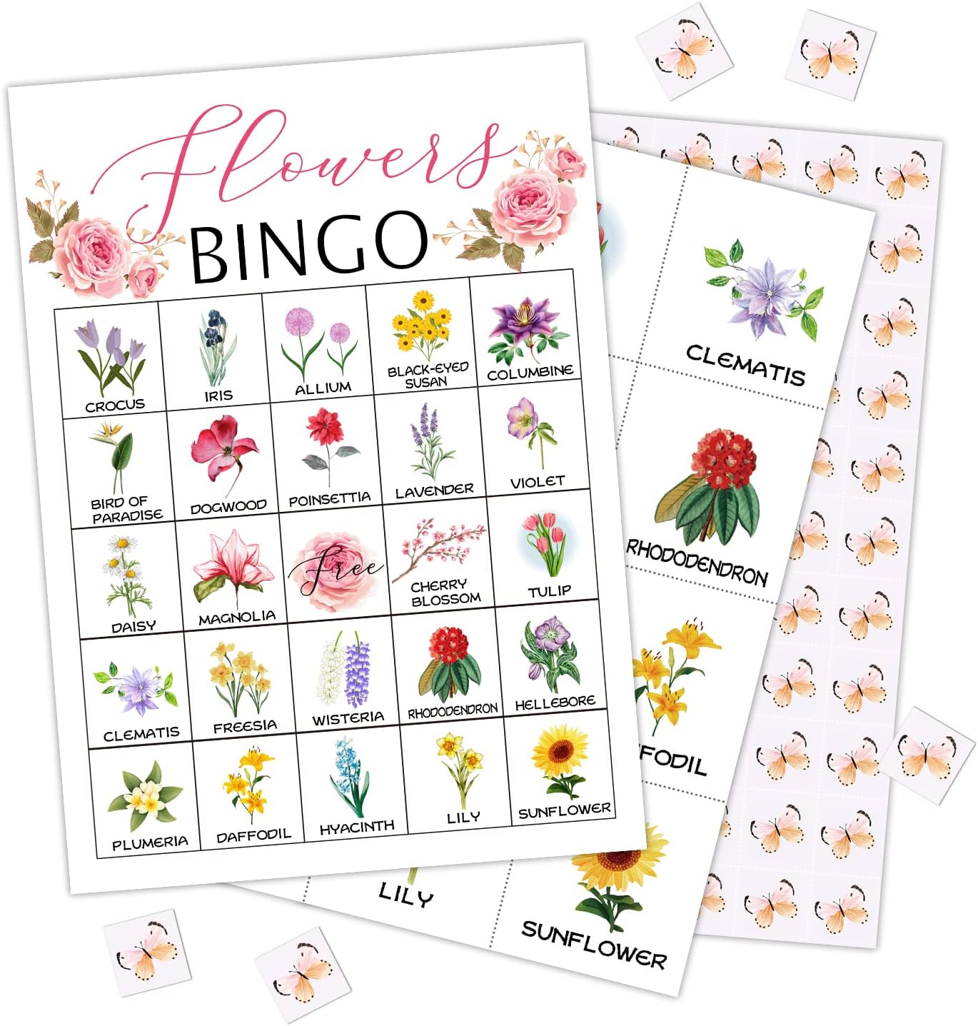 Amazon.com: WUINCK Flower Bingo Game for Senior Citizen Activities ...