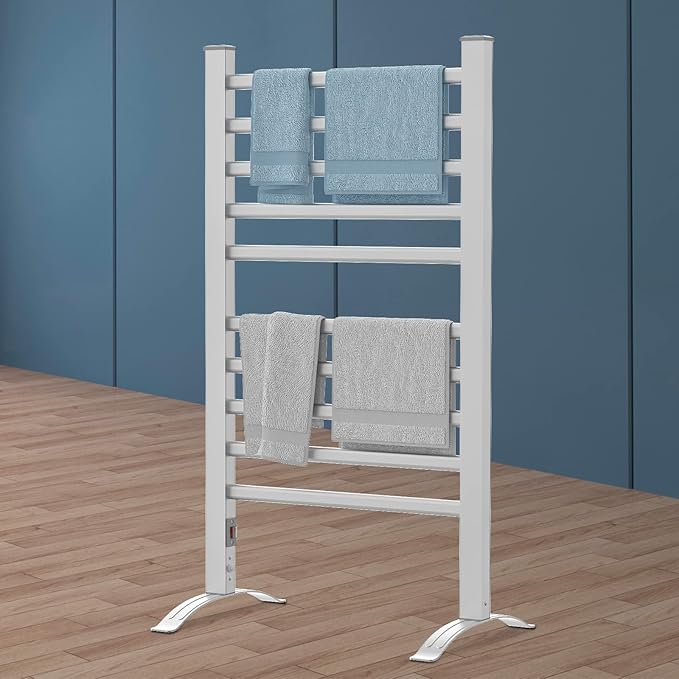 Ufurniture 10-Bar Heated Towel Rail Standing Wall Mounted Towel Electric Towel Warmer Rack Free ...