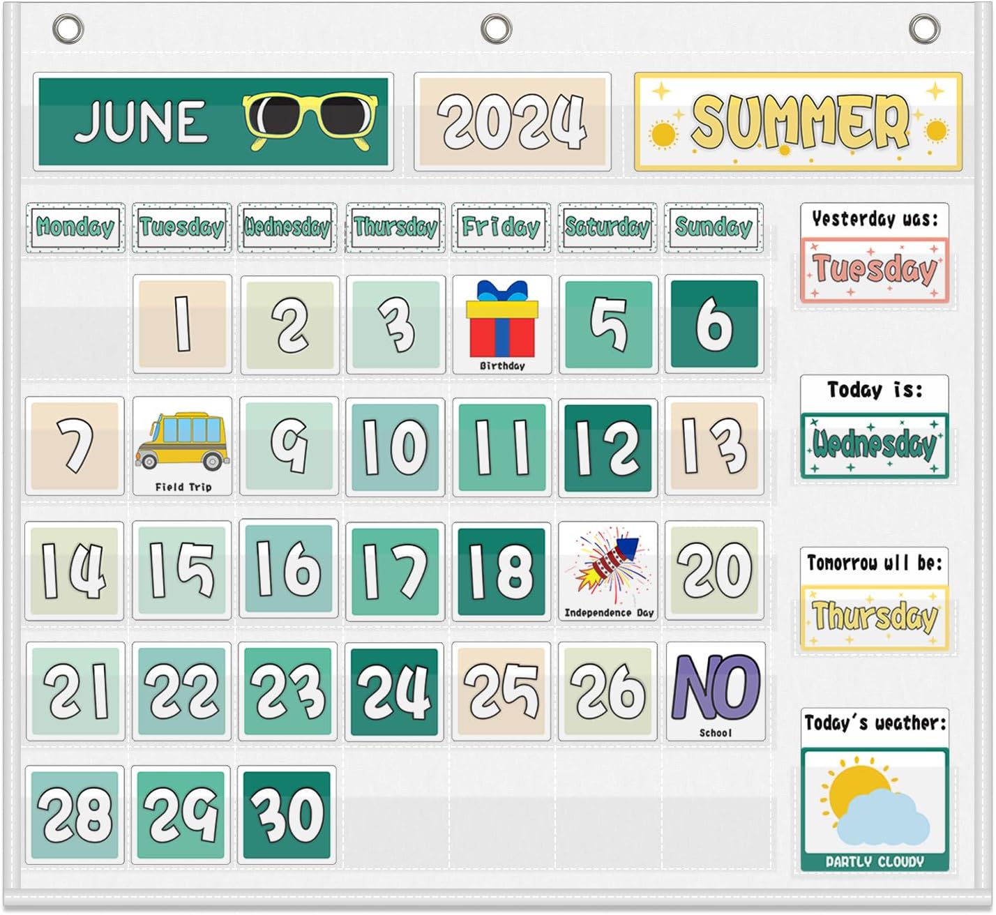 Amazon.com: Pasimy Classroom Calendar Pocket Chart Retro Groovy ...