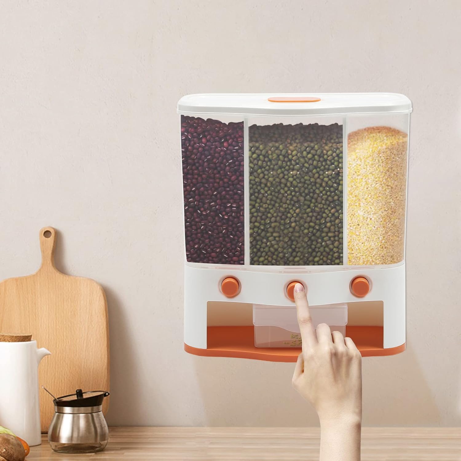 Amazon.com: Gdrasuya10 3 Grid Dry Food Dispenser Rectangular Rice Grain ...