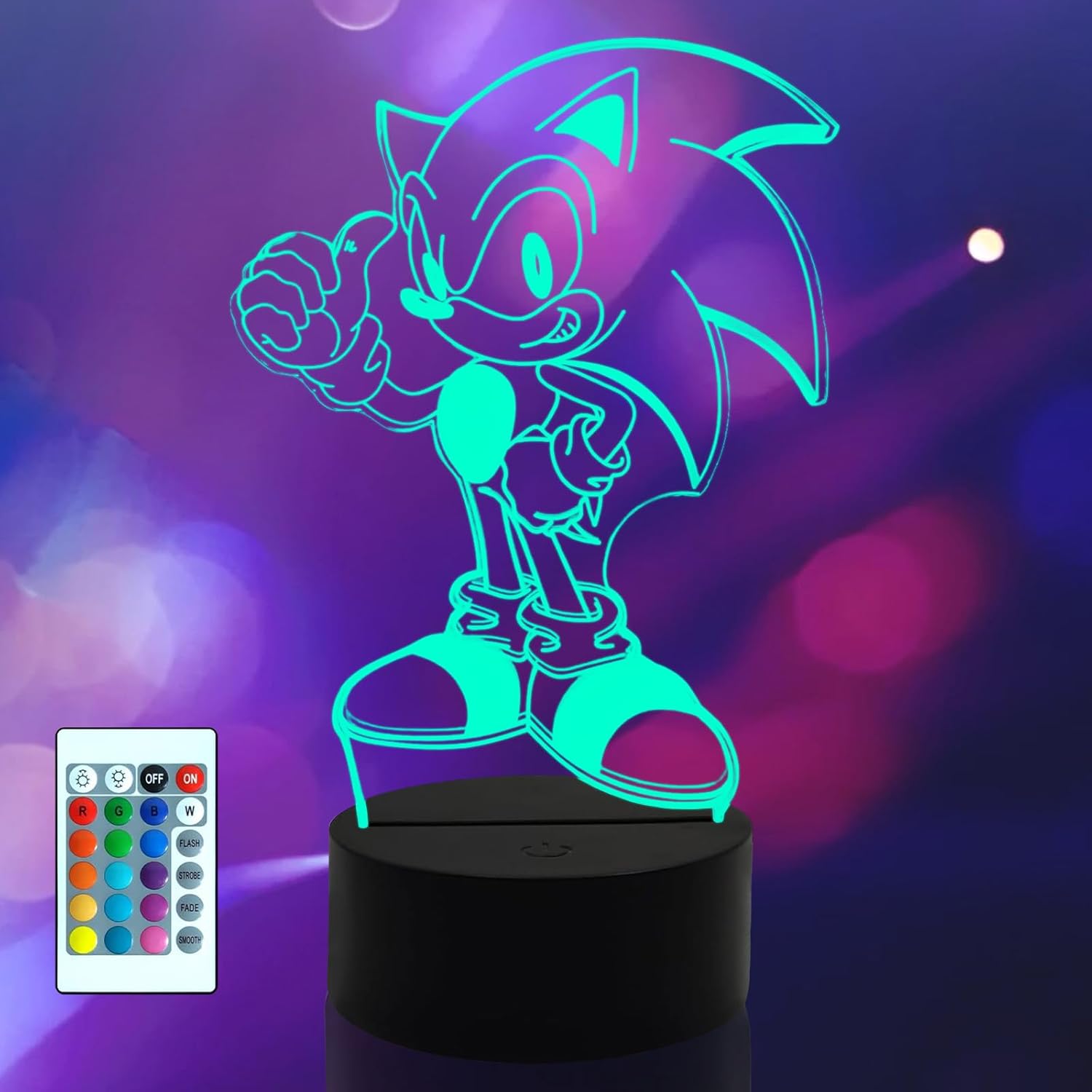 Zhsanngs Sonic Night Light for Kids LED Illusion Lamp 16 Color Change ...