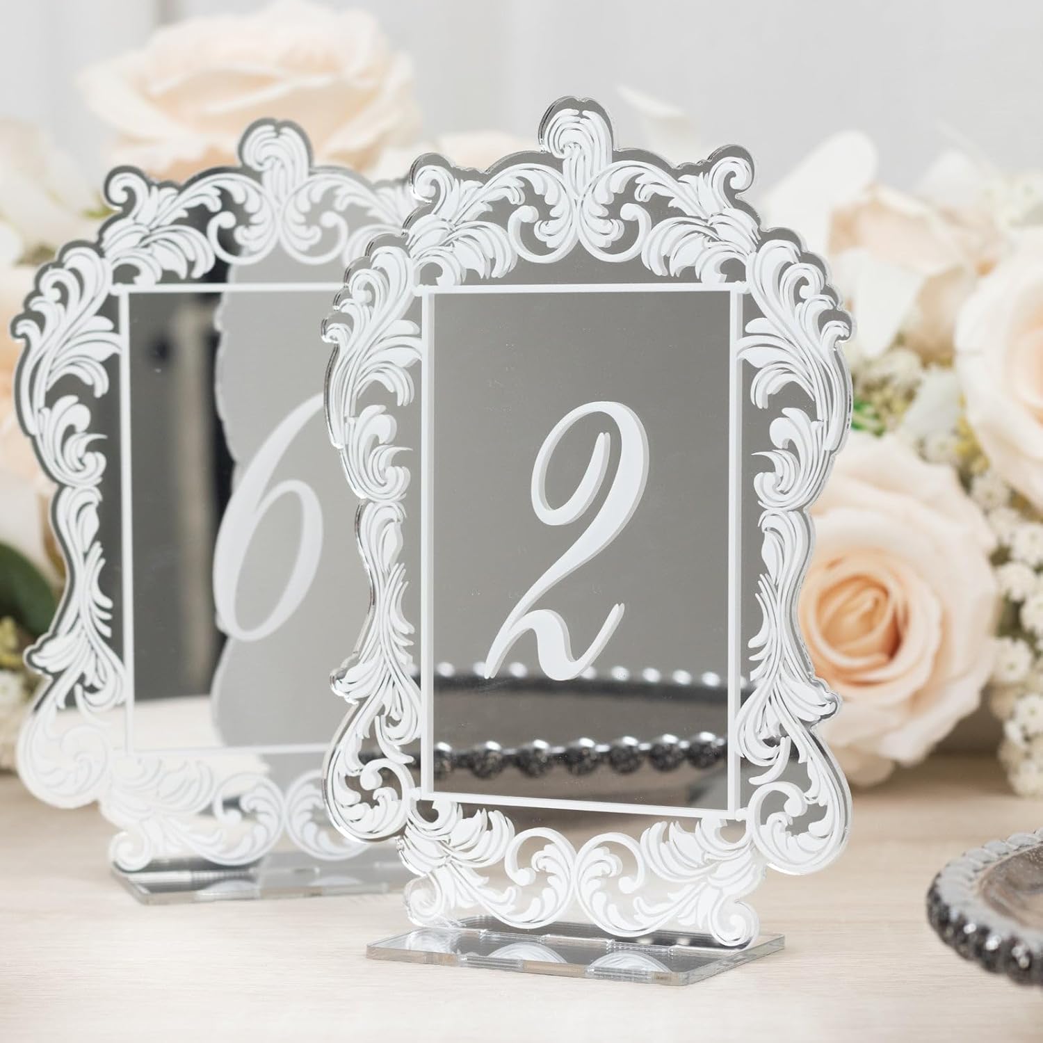 Amazon.com: Efavormart Wedding Table Numbers 1-10 – Silver Mirror Arch ...