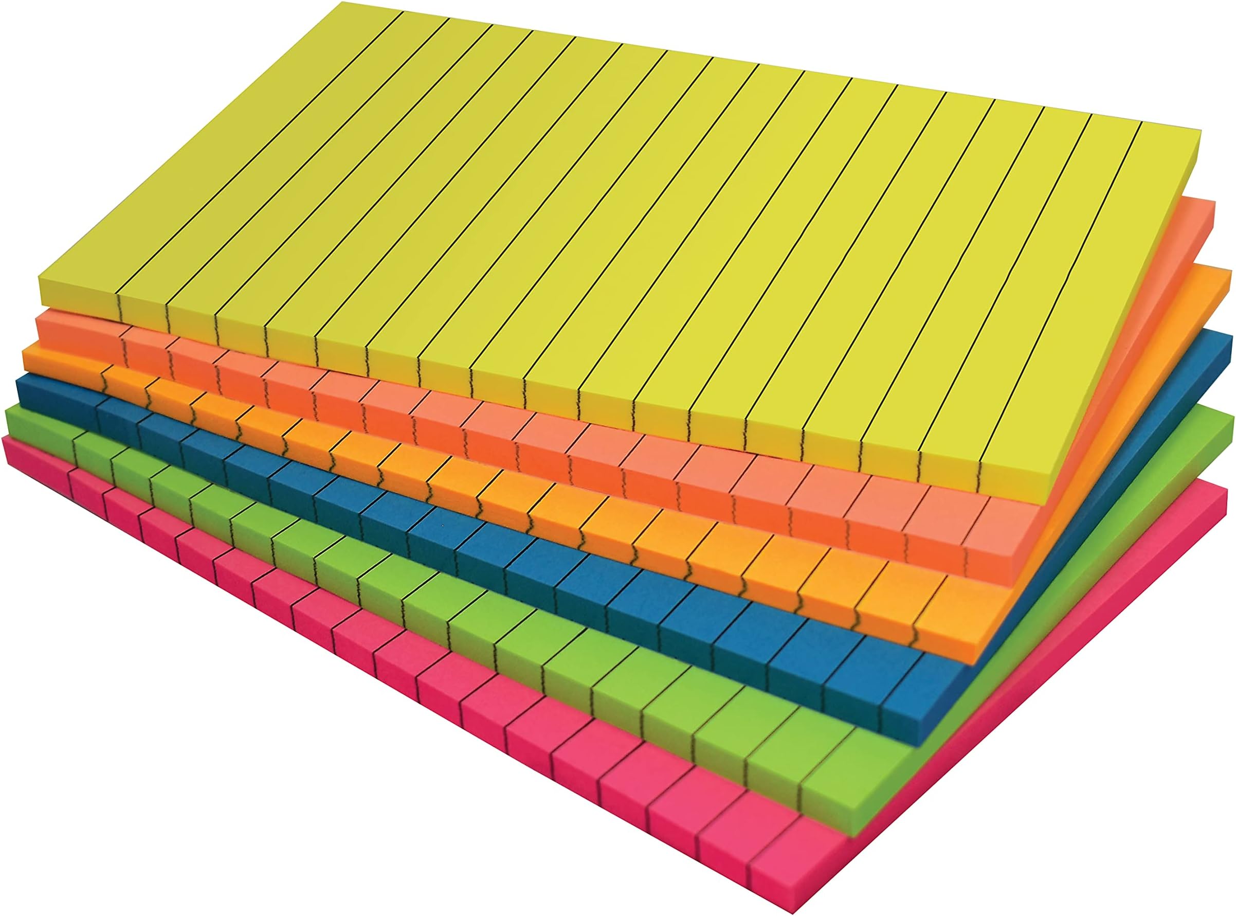 Amazon.com : 9 Pack Lined Sticky Notes 4"x6" Bright Colors Self-Stick ...