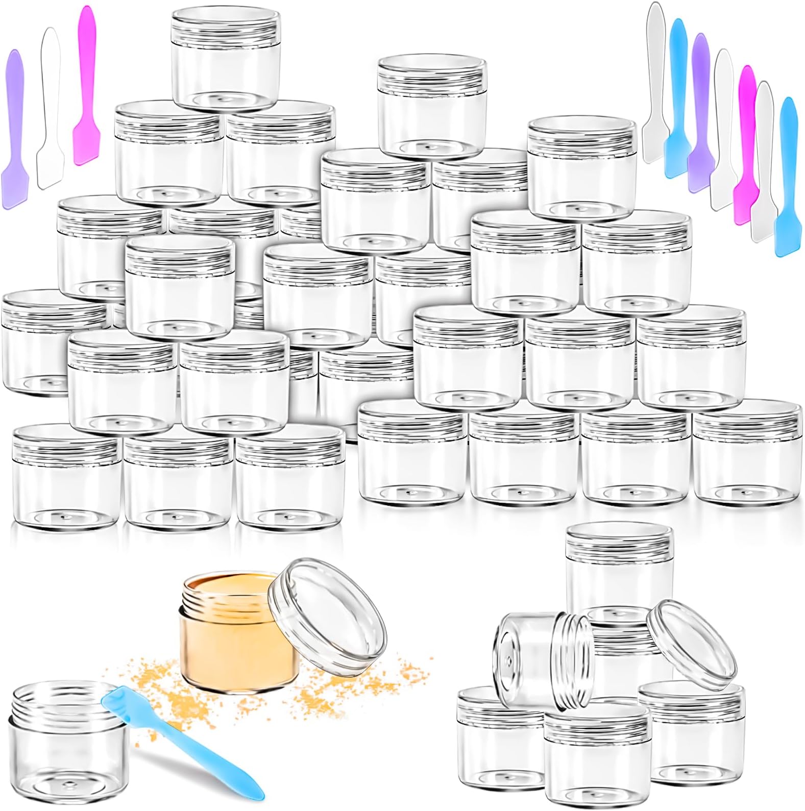 Amazon.com: Vivaplex, 25 Clear, 10 Gram Plastic Pot Jars, Cosmetic ...