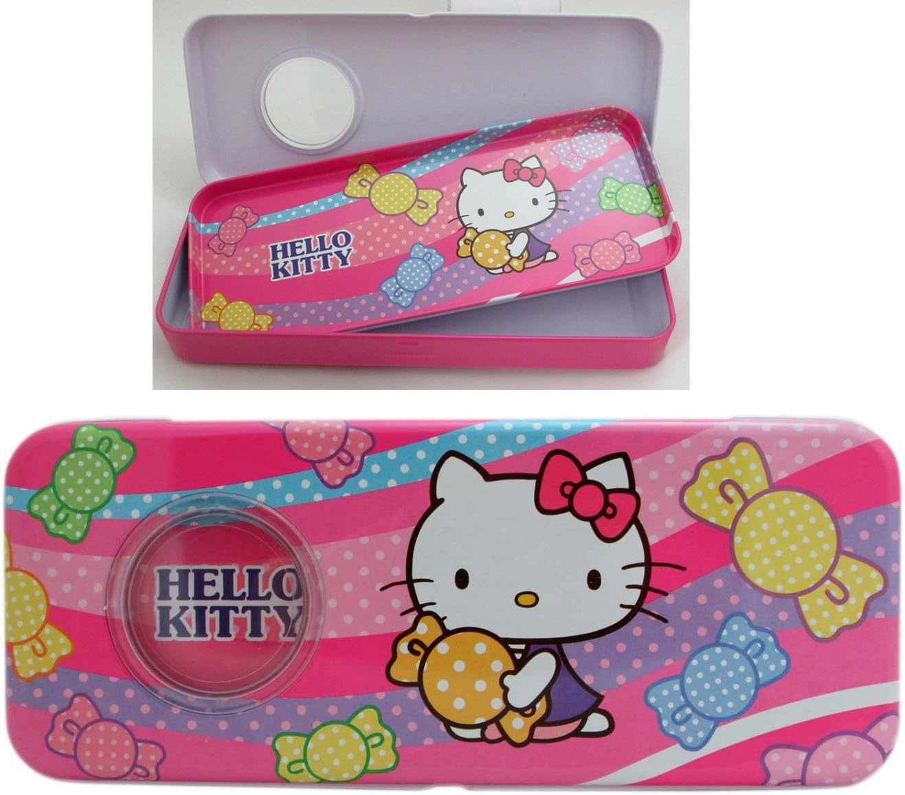 Amazon.com: Pink Hello Kitty Tin Pencil Box - Hello Kitty Pencil Box ...