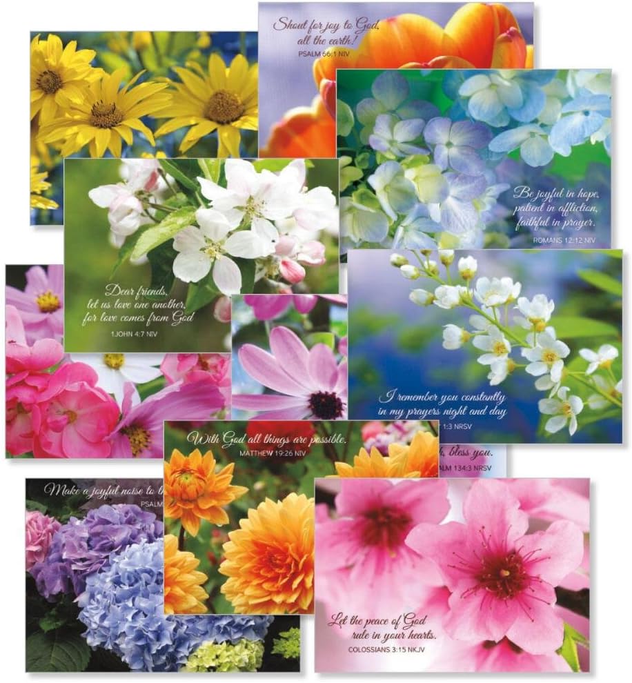 Amazon.com : Floral Photo Faith Note Cards with Scripture - Set of 20 ...