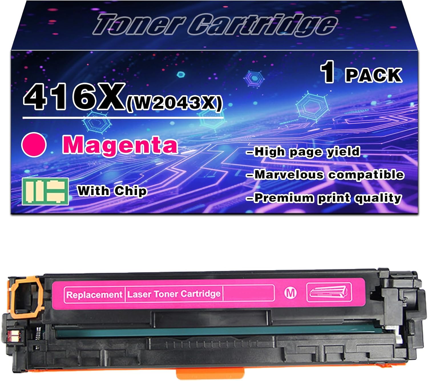 416X Toner Cartridges Compatible for HP W2040X W2041X W2042X W2043X ...