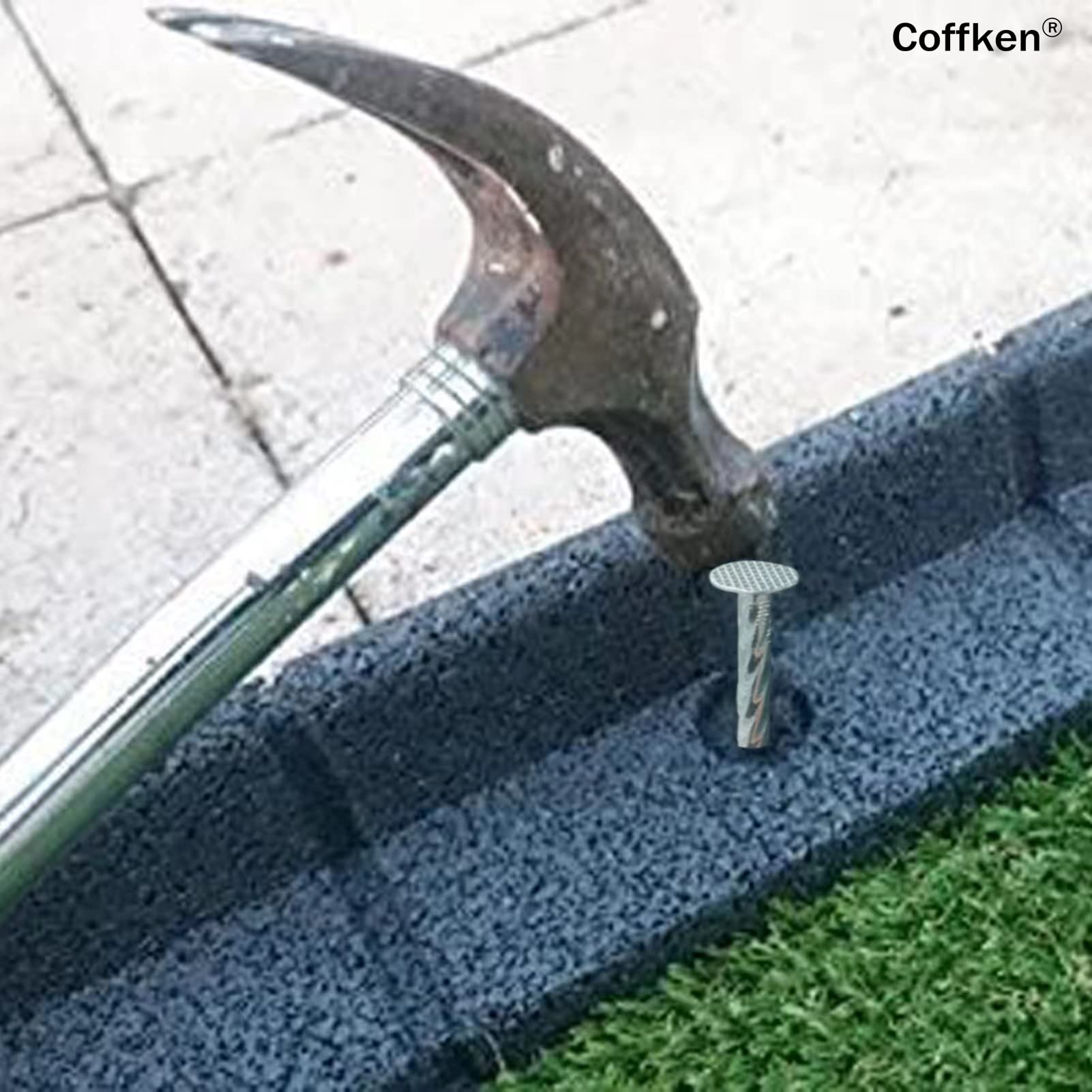 Coffken 12 Inch Turf Nail Ground Stakes, Spiral Metal Landscapes Edging ...
