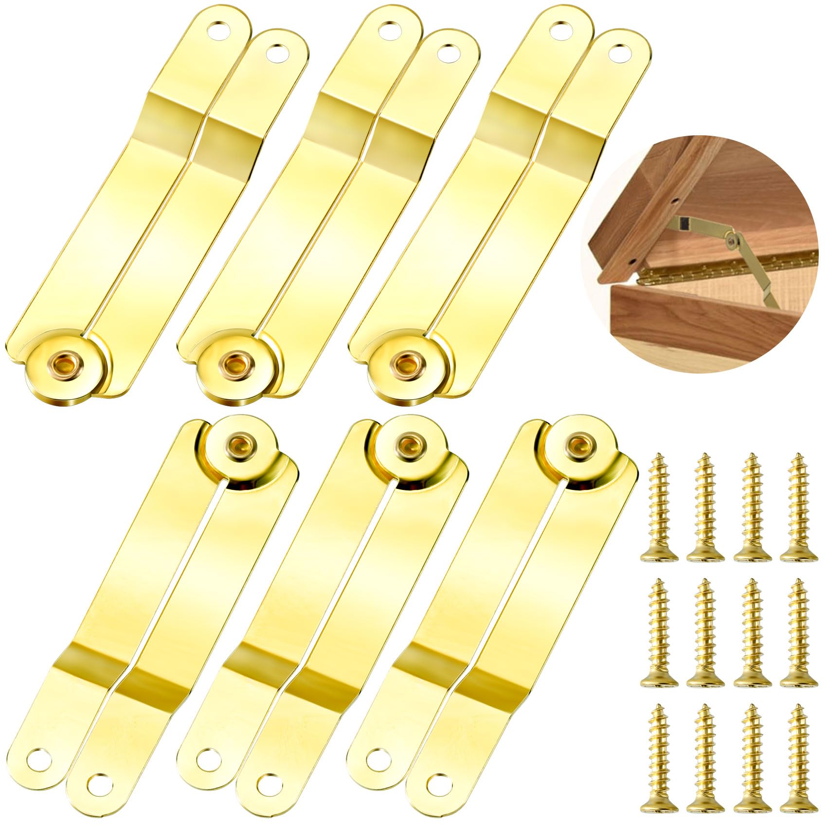 OIIKI 10pcs Gold Lid Support Hinge with 20 Screw, Foldable Lid Stay ...
