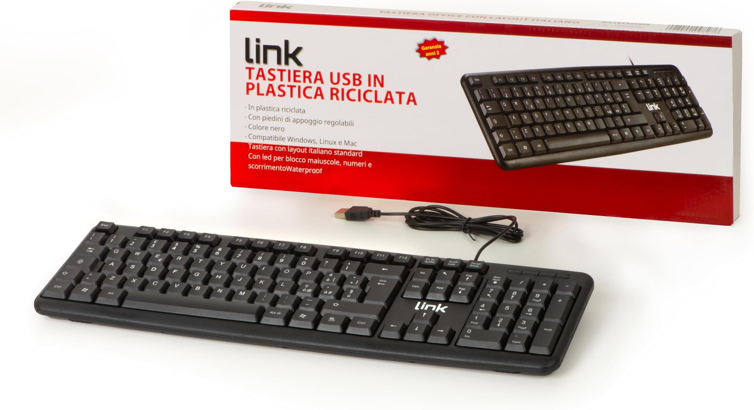 LINK LKTAST02R - Tastiera Italiana USB 108 tasti Colore Nero in ...