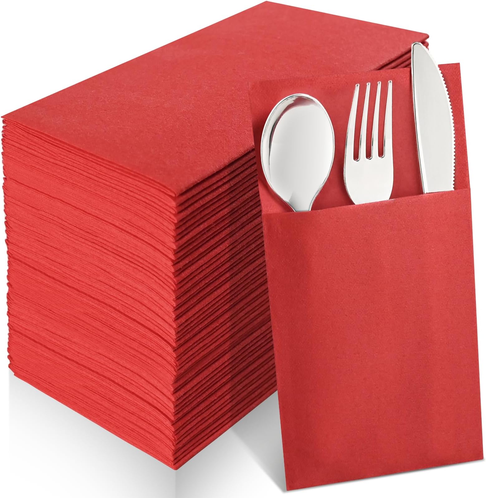 Amazon.com: Red Paper Napkins Disposable, Dinner Napkins with Built-in ...