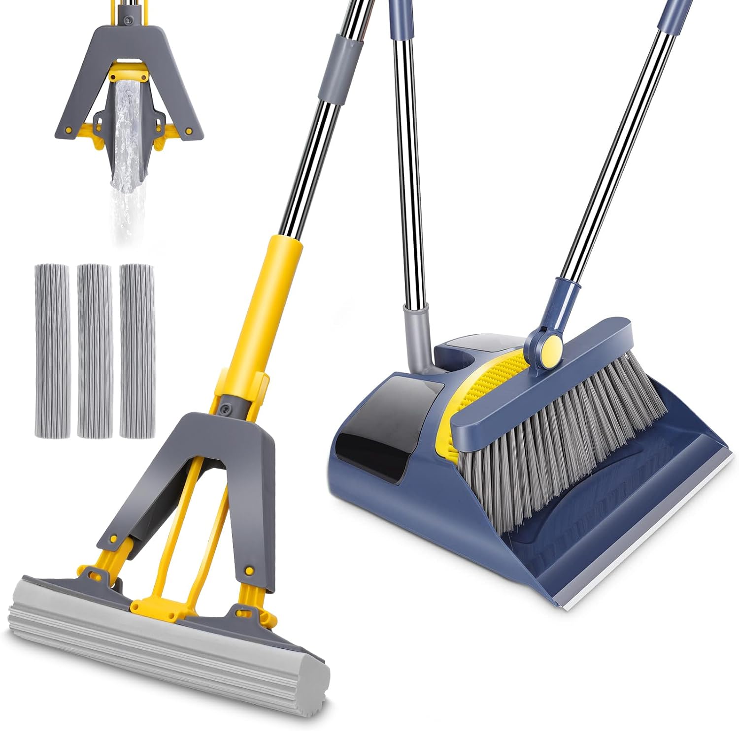 Amazon.com: Nolopau Sponge Mop, Roller Sponge Mop, Self Squeeze Sponge ...