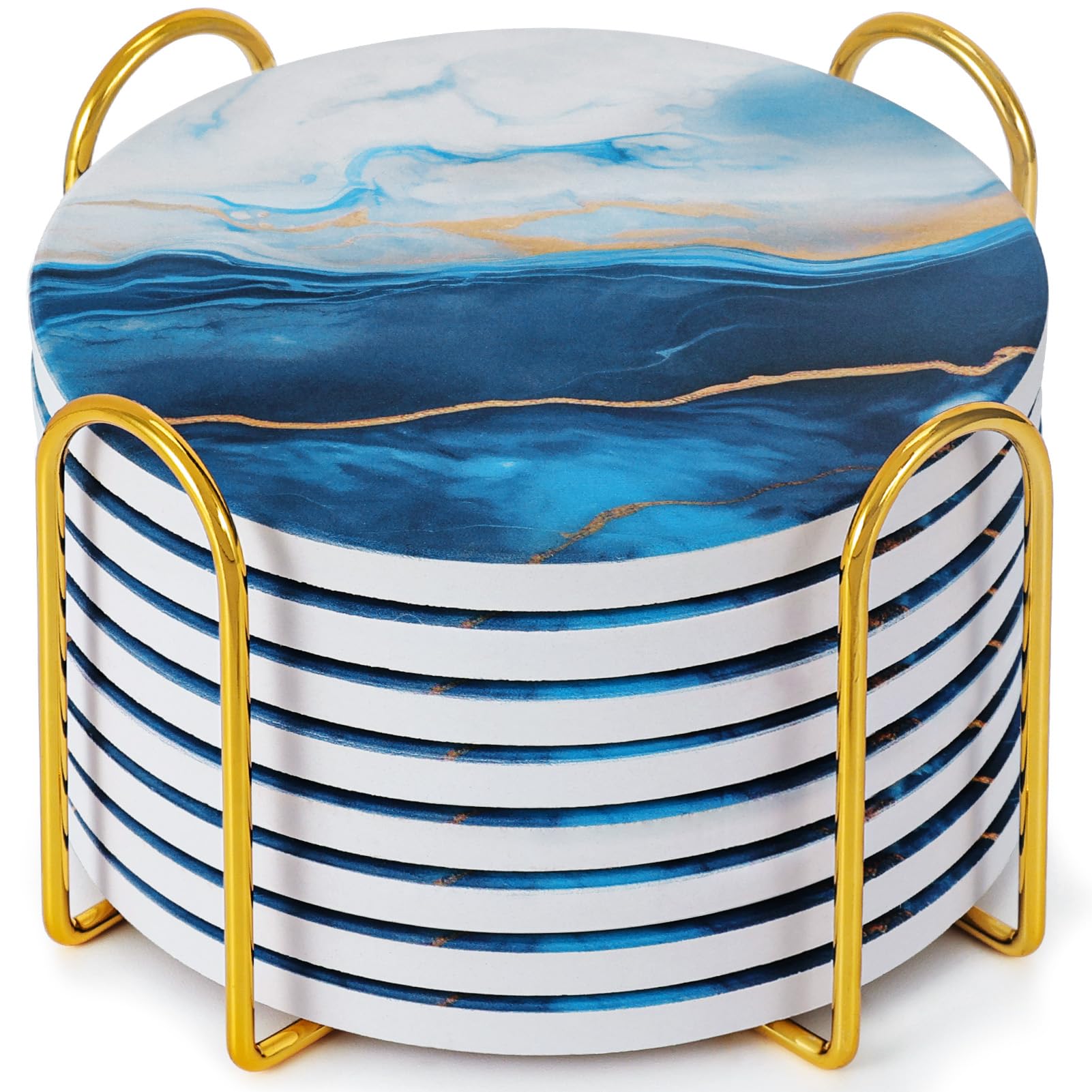 Amazon.com: GOH DODD Coasters for Drinks Set of 8, Absorbent Marble ...