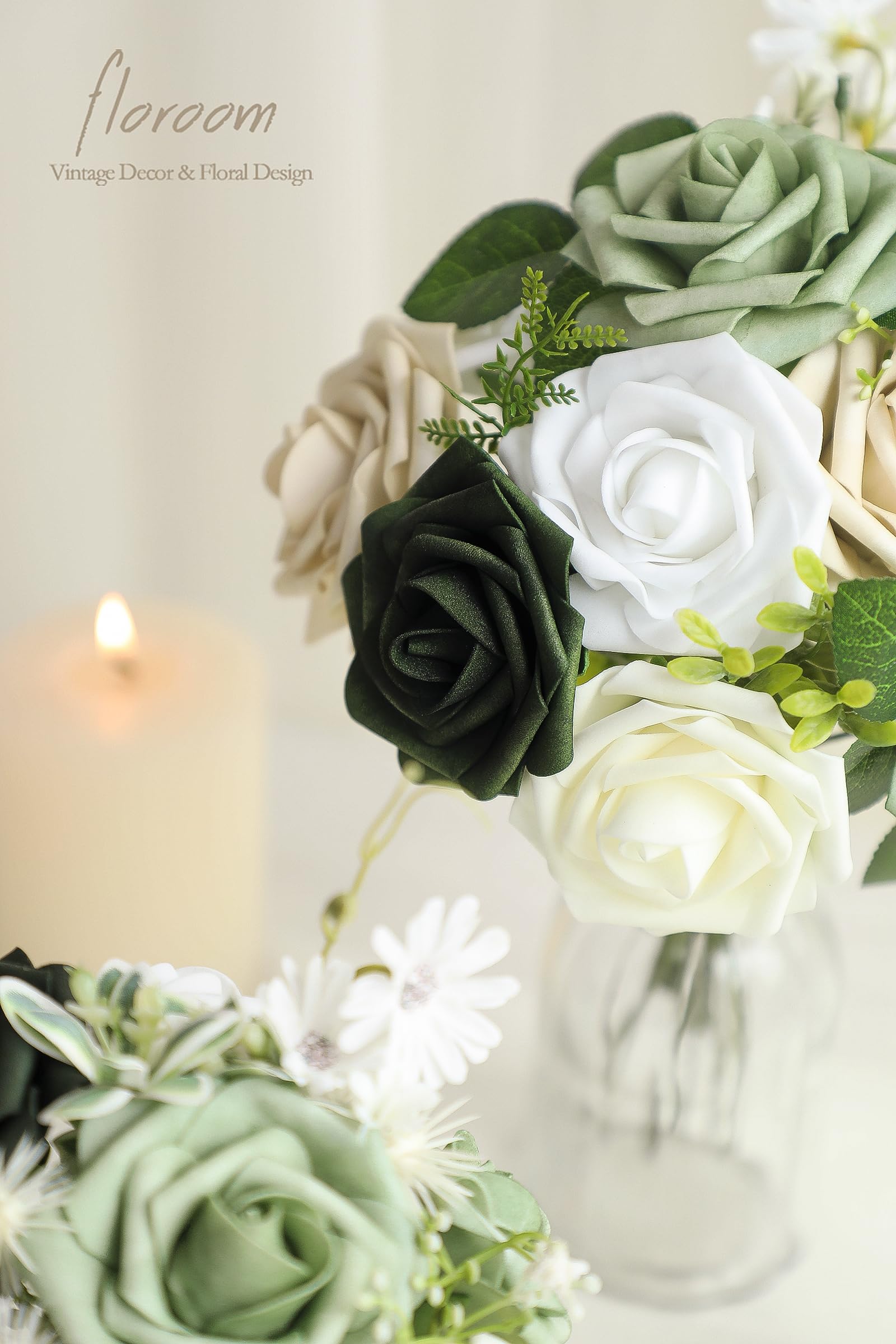 Snapklik.com : Floroom Artificial Flowers 25pcs Real Looking Emerald ...