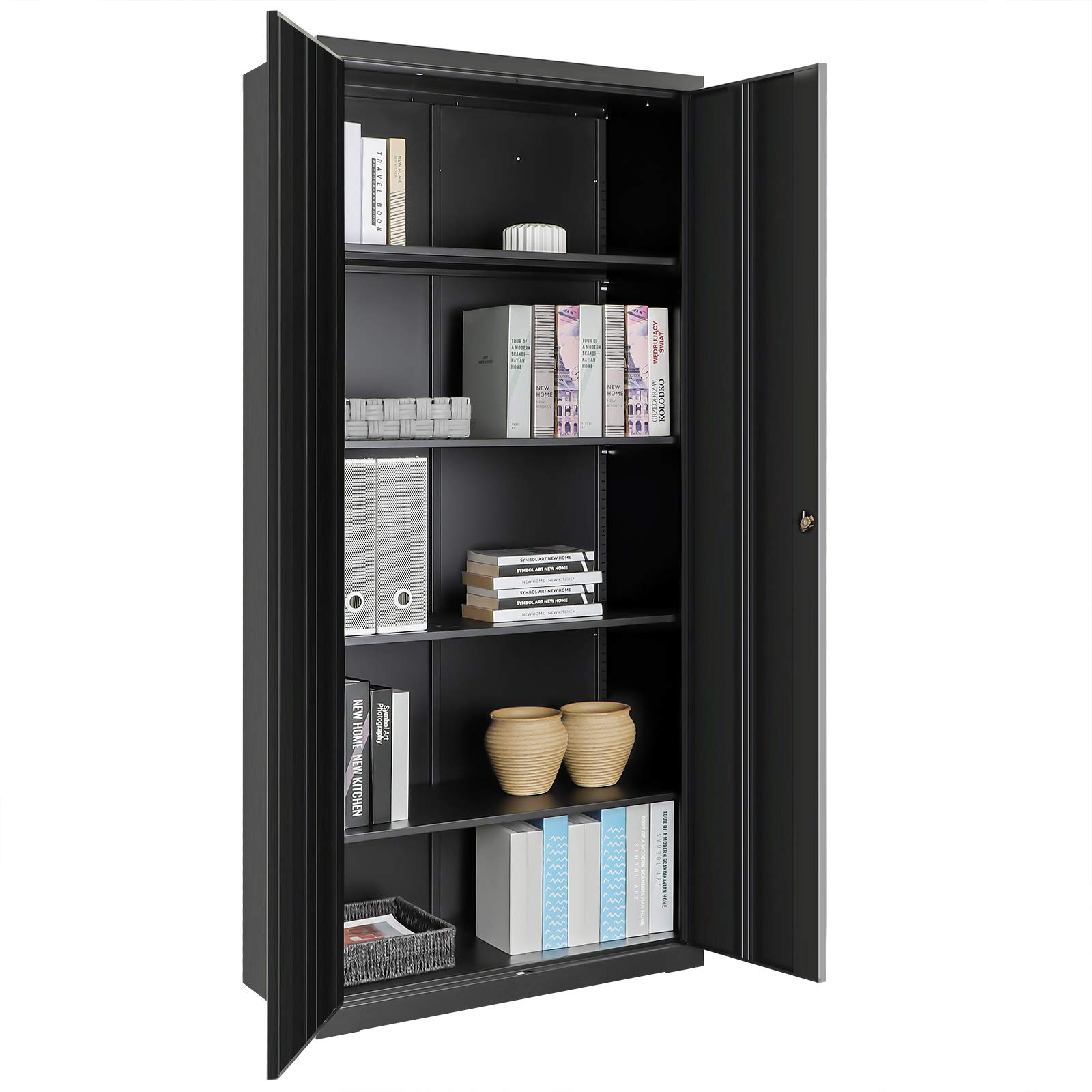 SONGMICS Garage Cabinet, Metal Storage Cabinet with Doors and Shelves ...