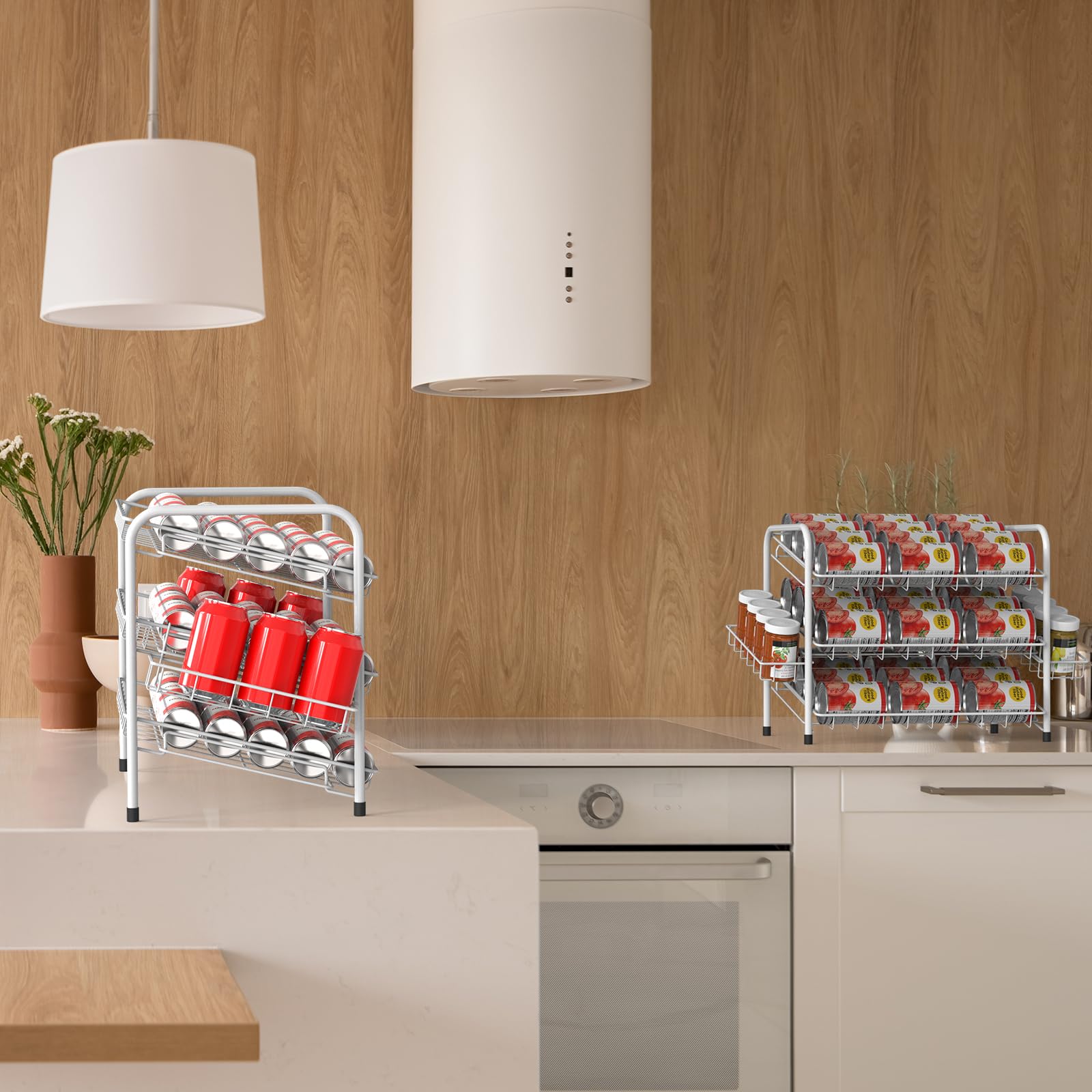 Snapklik.com : Can Storage Rack 2 Pack, White Can Storage Organizer ...