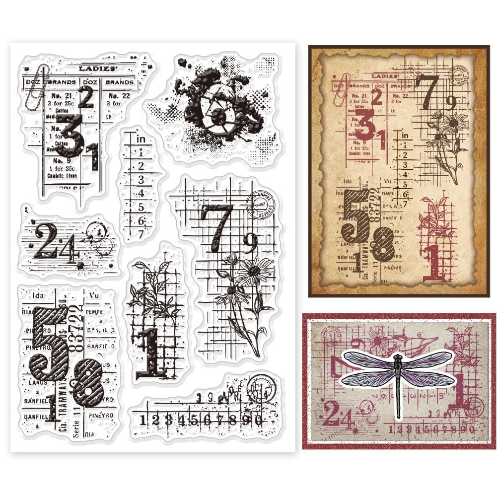 Amazon.com: GLOBLELAND Vintage Numbers Background Transparent Clear ...